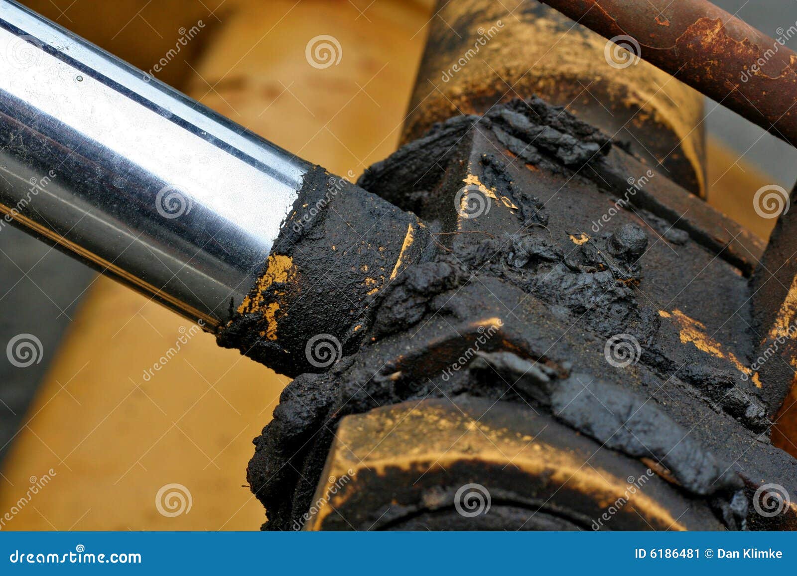 Greasy Consruction Equipment Joints Stock Image - Image of yellow ...