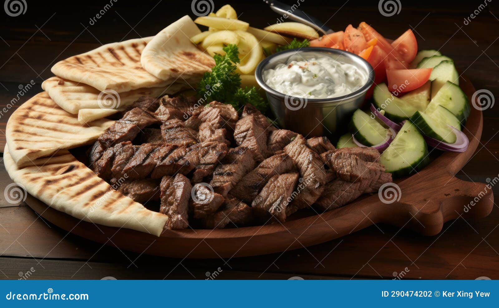 Greasy and Mouthwatering Beef Gyro Platter Stock Illustration ...