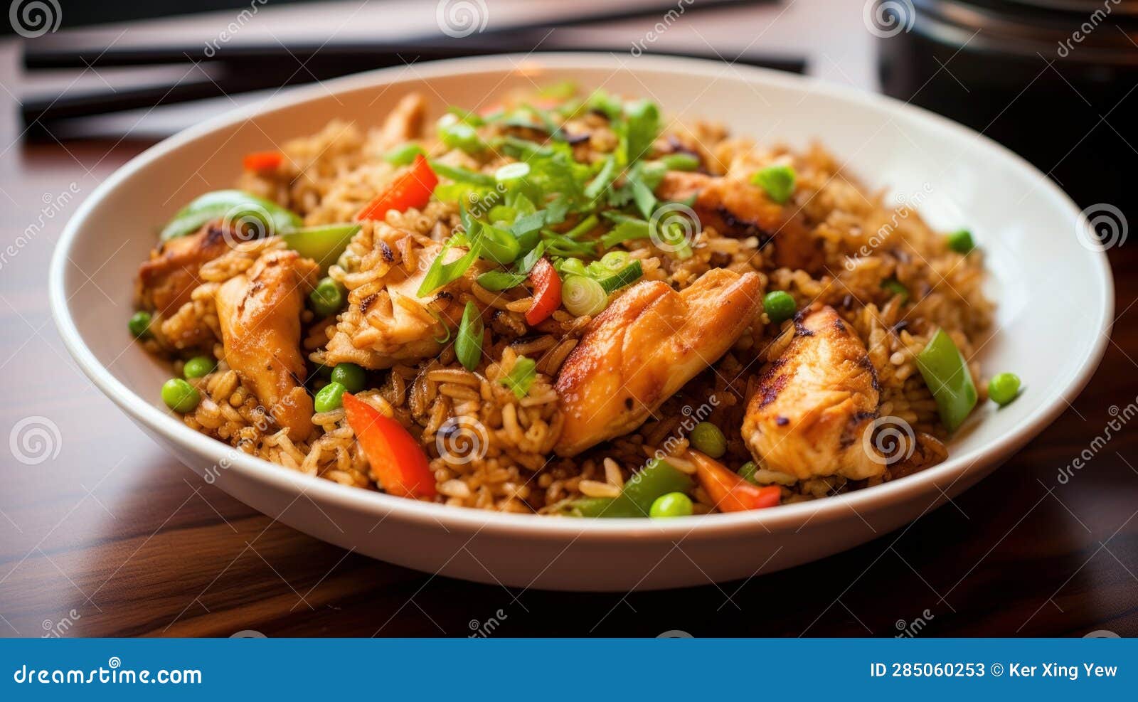 Greasy and Savory Chicken Fried Rice Stock Illustration - Illustration ...