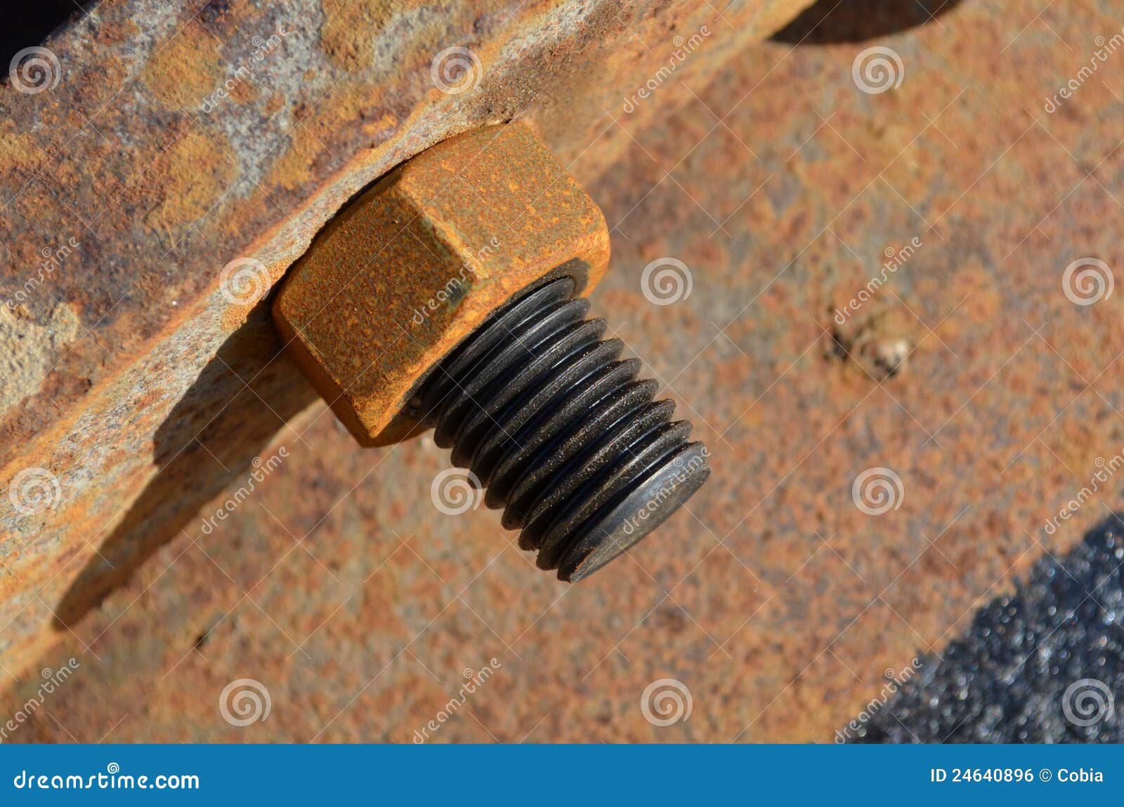 Greasy with Rusty Nut at a Steel Pipe Stock Photo - Image of ...