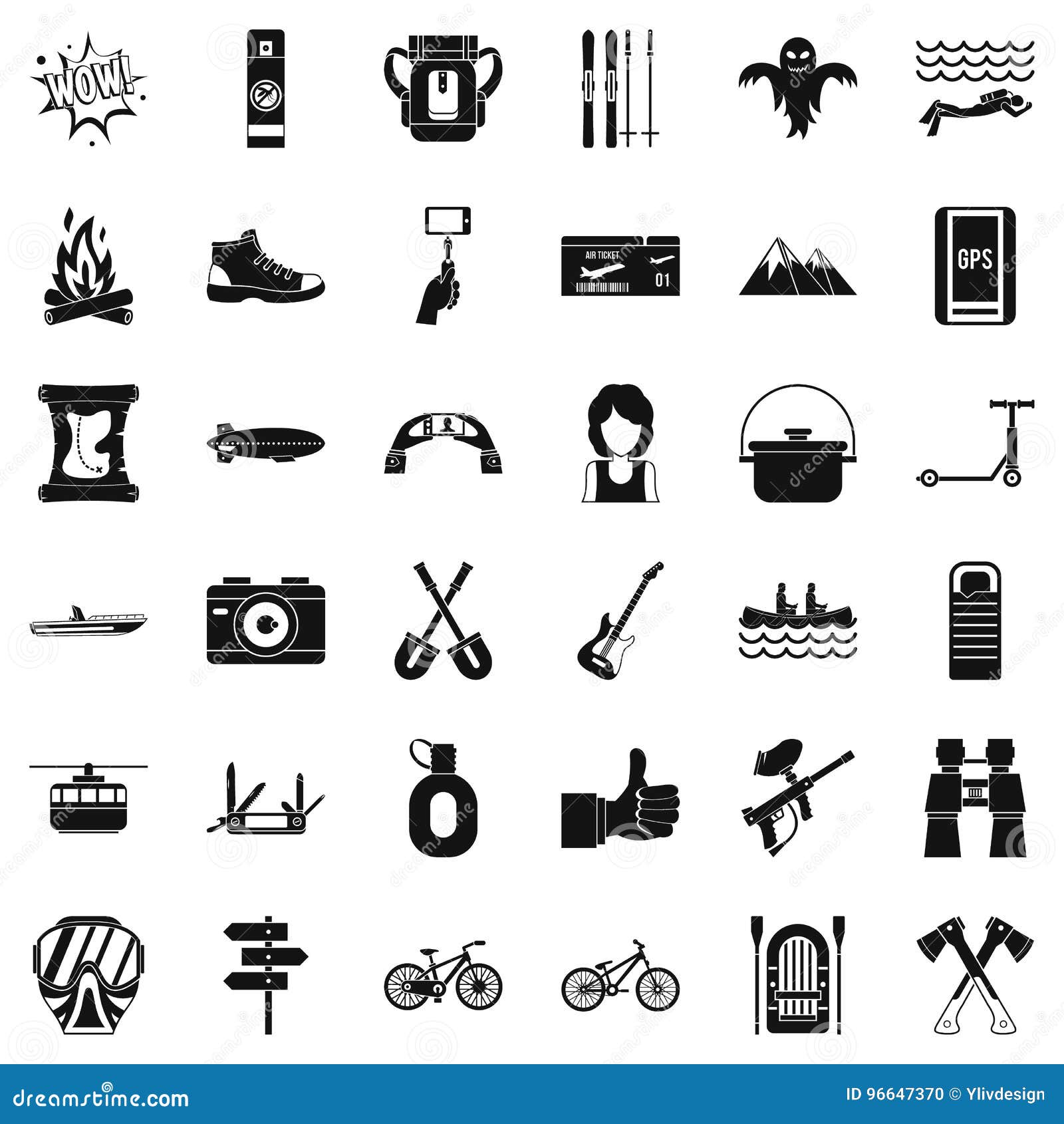 Great Adventure Icons Set, Simple Style Stock Vector - Illustration of ...