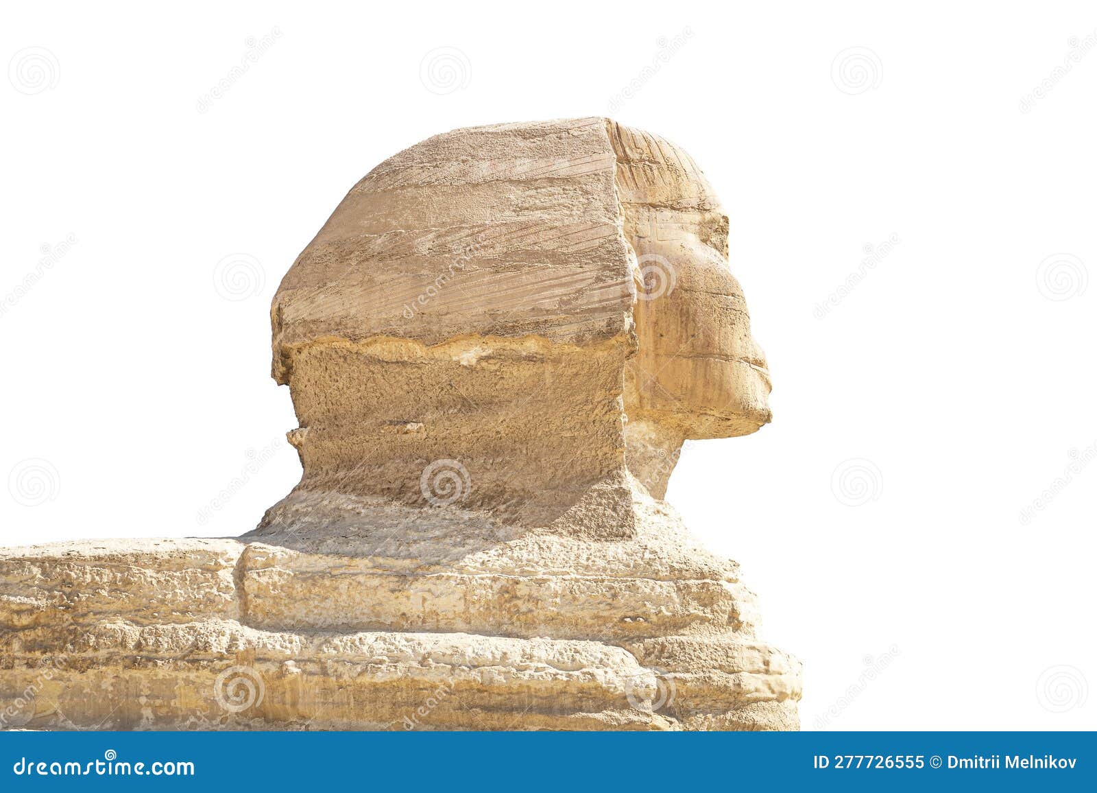 The Great Ancient Sphinx Isolated on a White Background. Side View ...