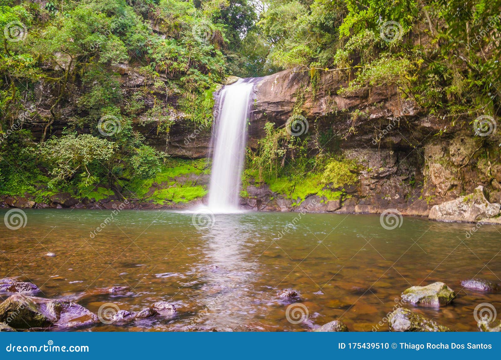Great Angle of Beautiful Waterfall with Moving Water Stock Photo ...