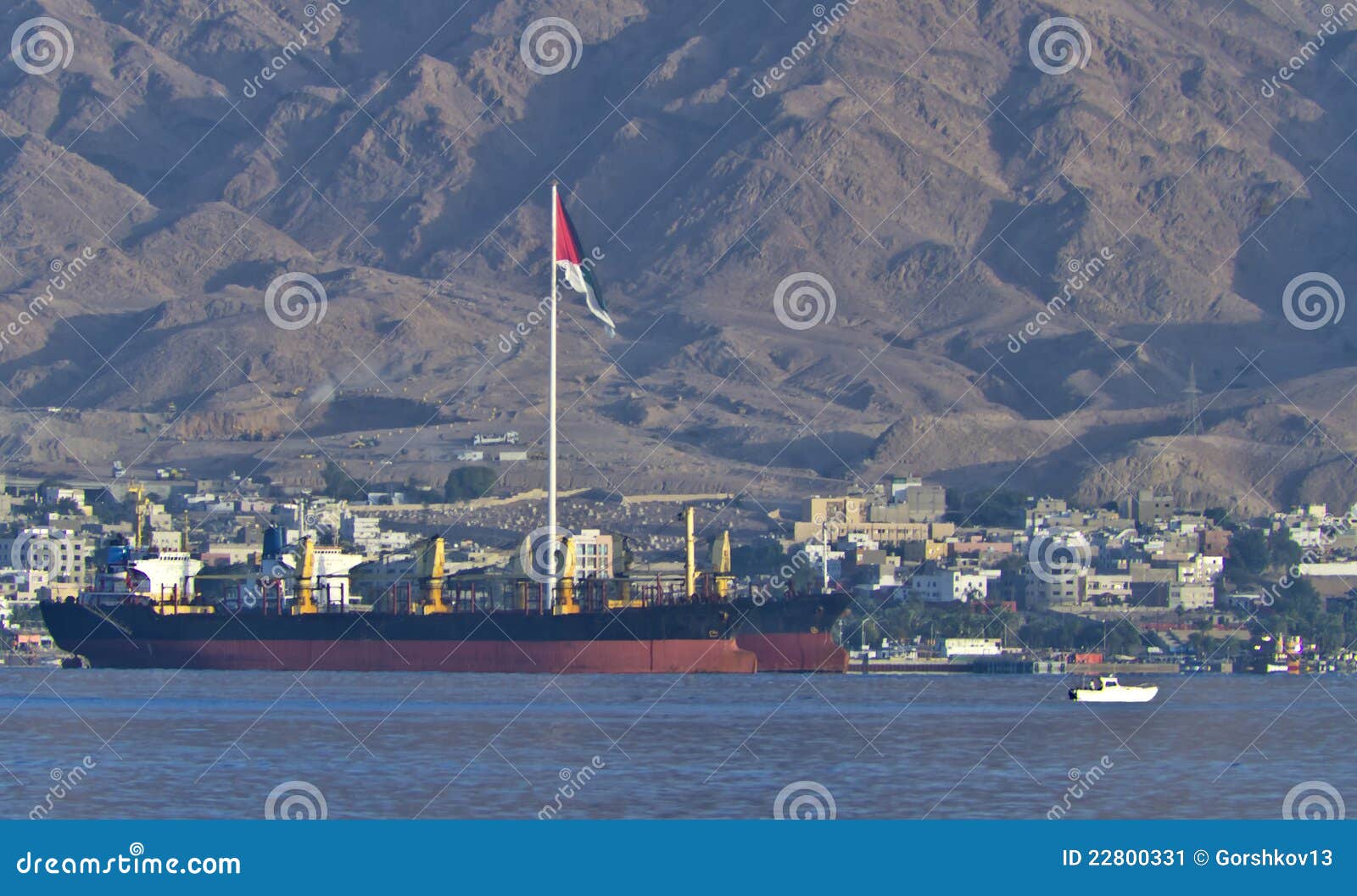 The Great Arab Revolt Flag, Aqaba, Jordan Stock Image - Image of resort ...