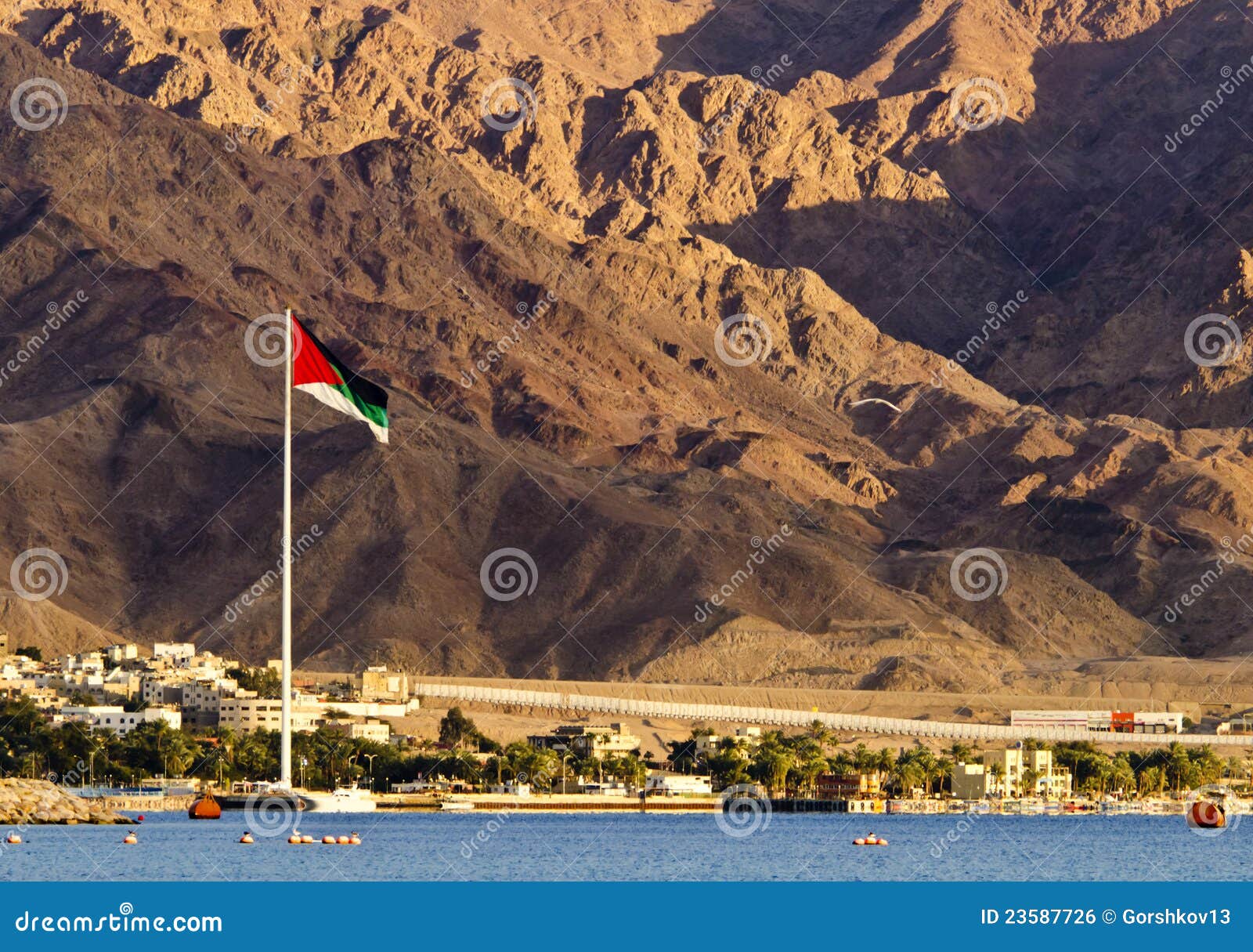 The Great Arab Revolt Flag, Aqaba, Jordan Stock Photo - Image of feel ...