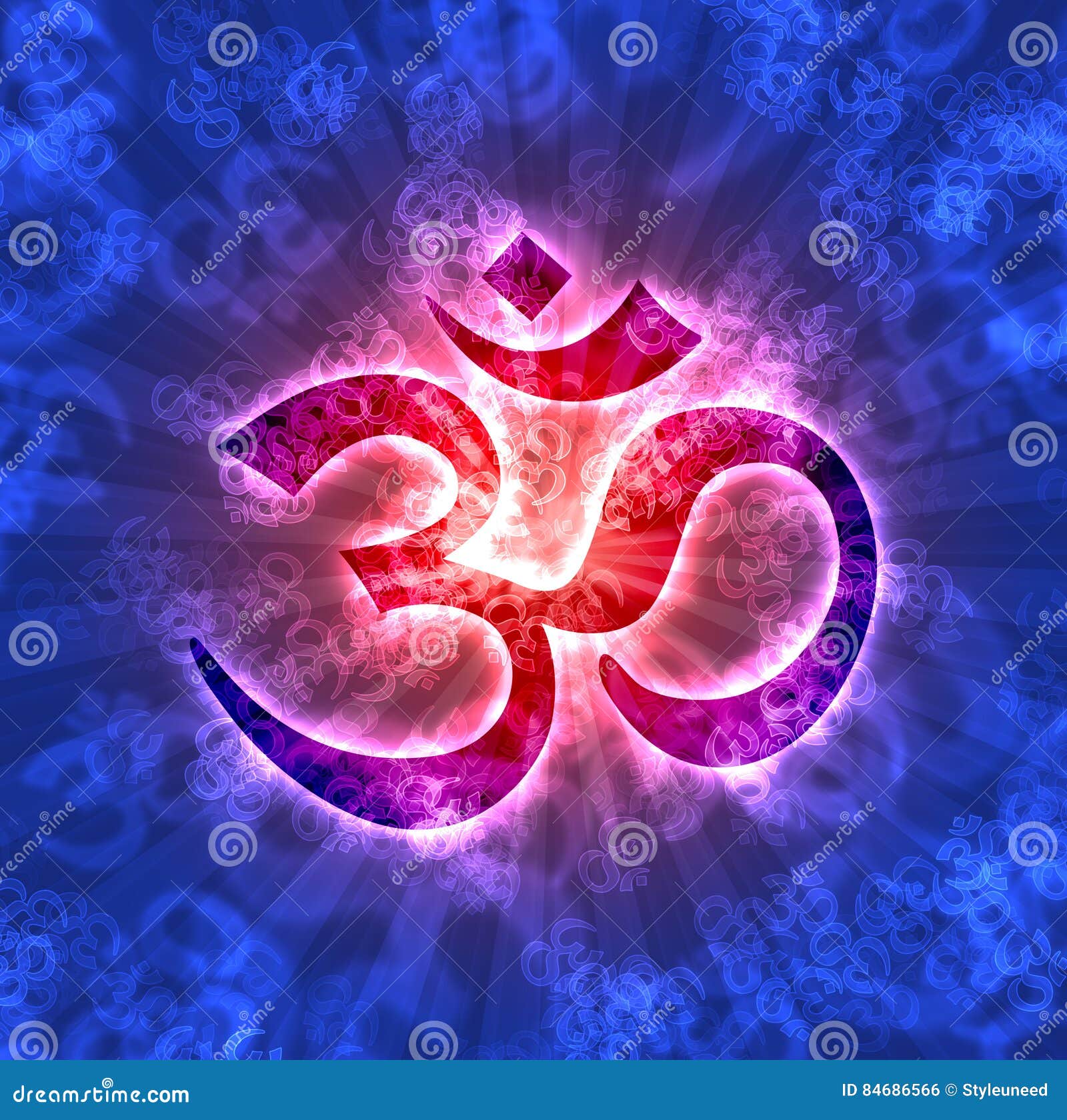 Great AUM sign blue purple stock illustration. Illustration of light ...