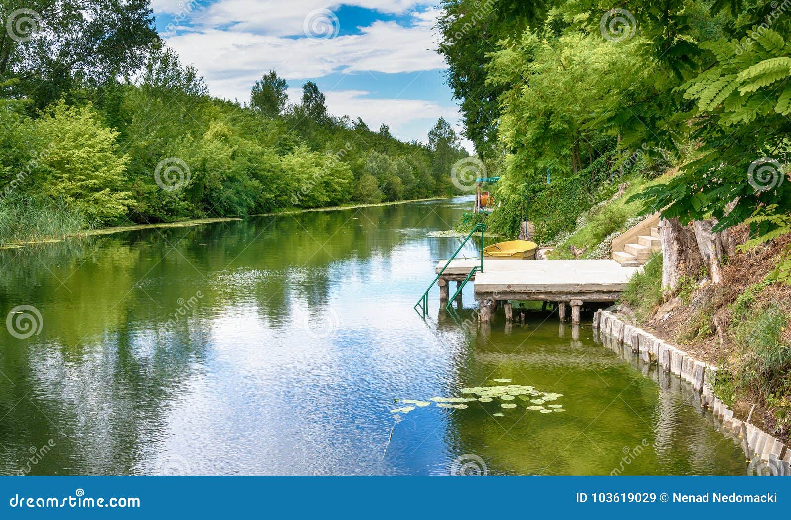 Great Backa Canal stock image. Image of bench, long - 103619029