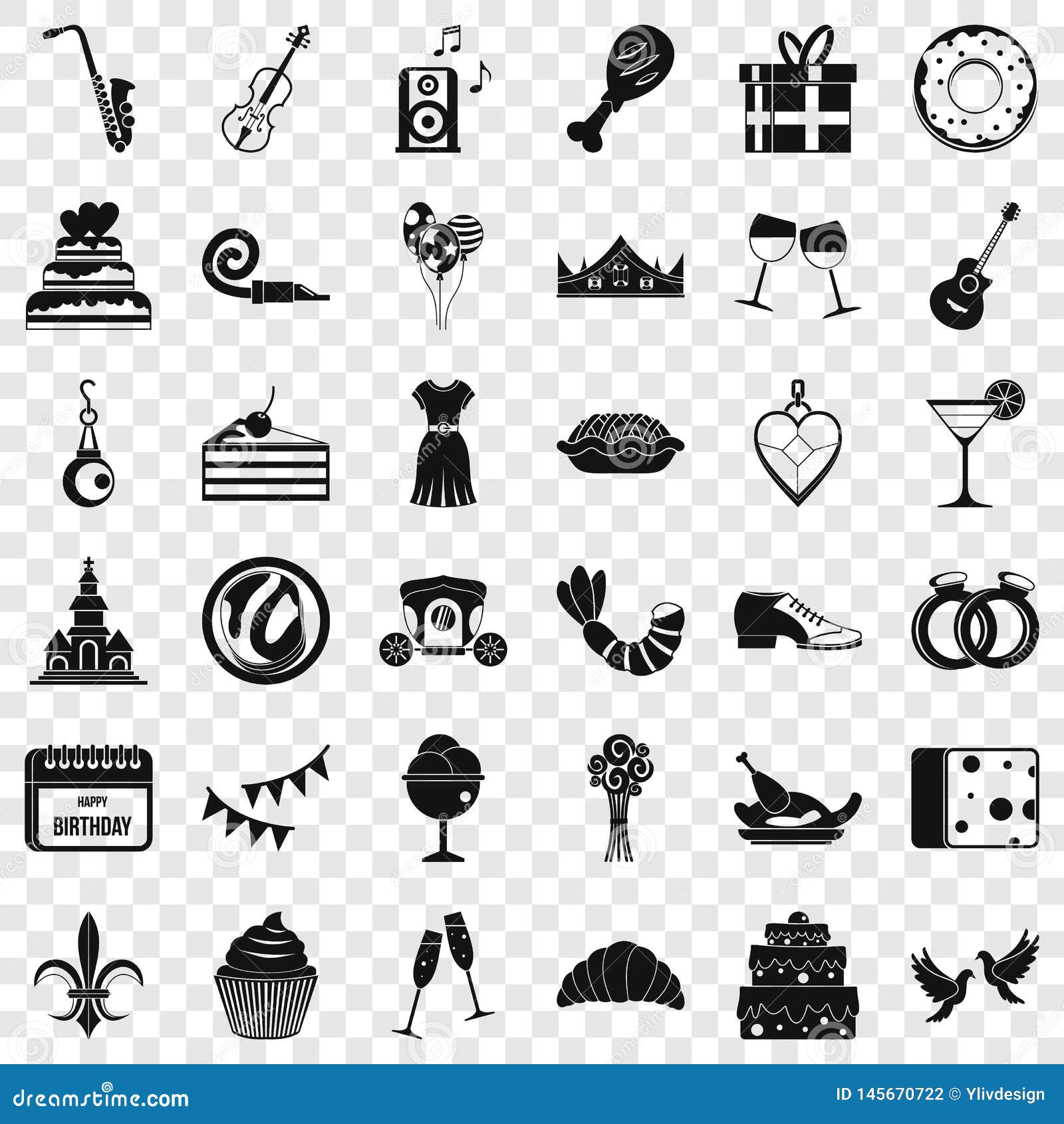 Great Banquet Icons Set, Simple Style Stock Vector - Illustration of ...