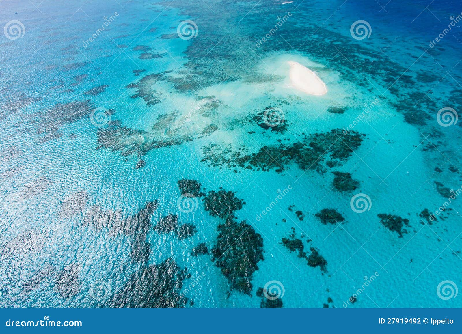 Great Barrier Reef and Coral Sand Cay from Above Stock Photo - Image of ...