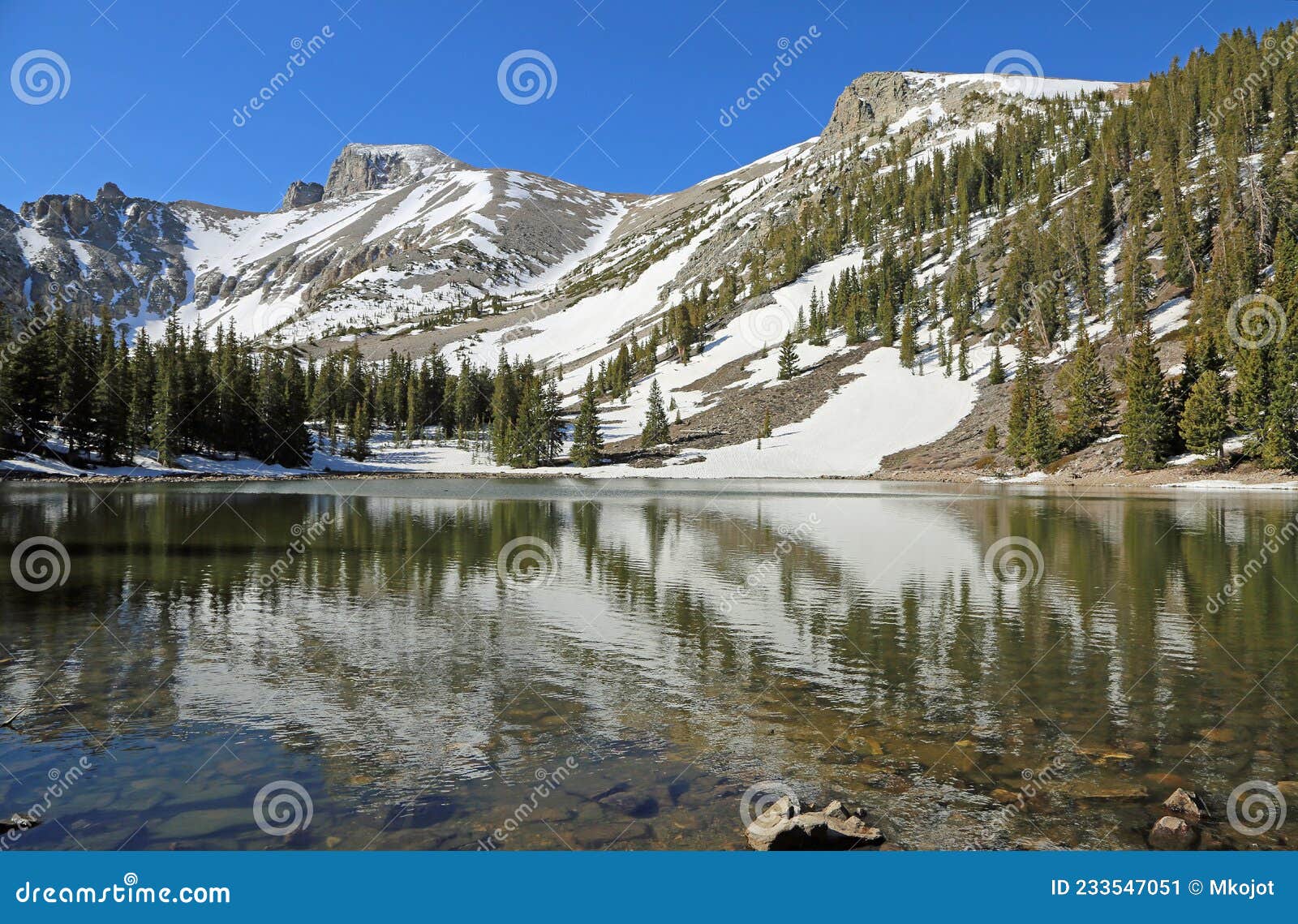 Reflection in Stella lake stock image. Image of blue - 233547051
