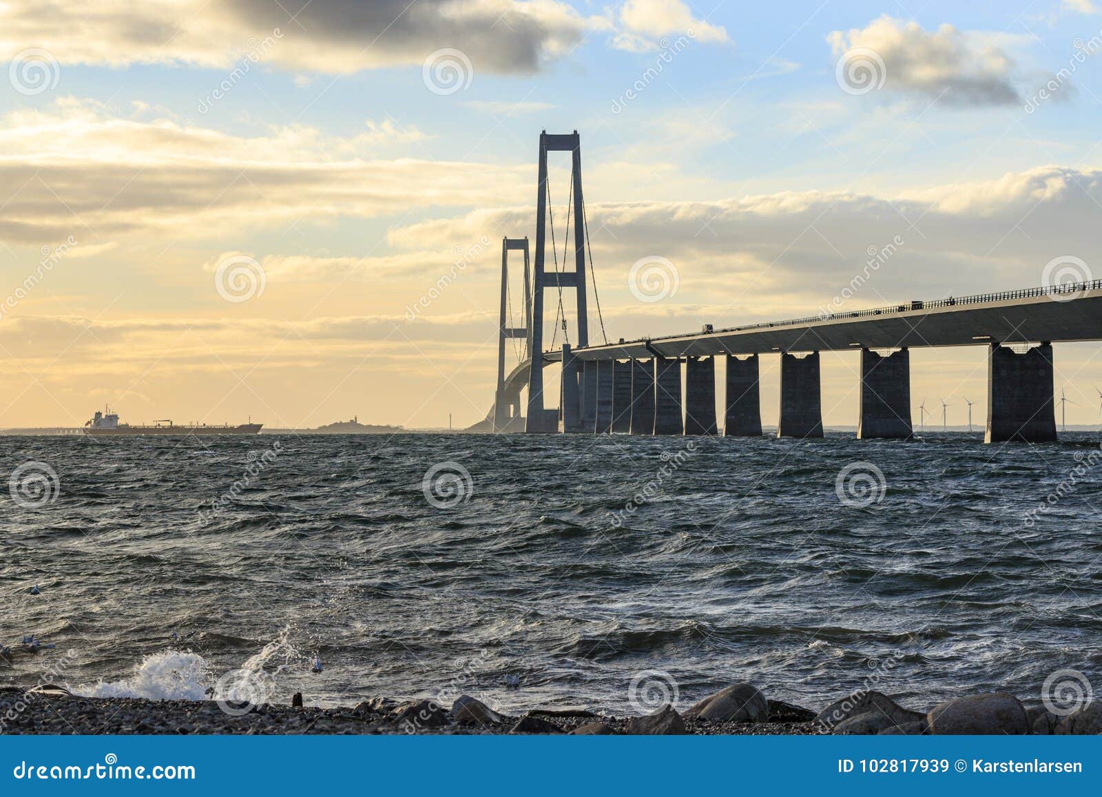 Great belt bridge stock image. Image of connection, wires - 102817939