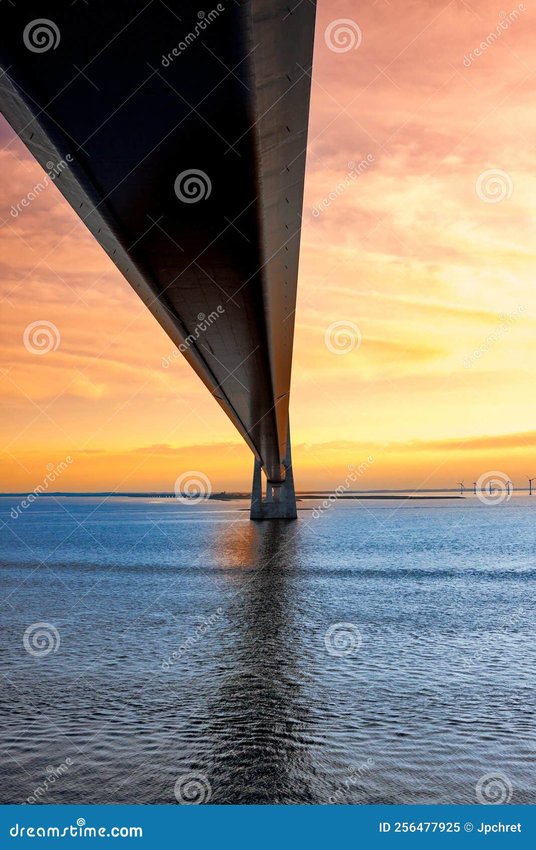 Great Belt Suspension Bridge at Sunset, Denmark Stock Image - Image of ...