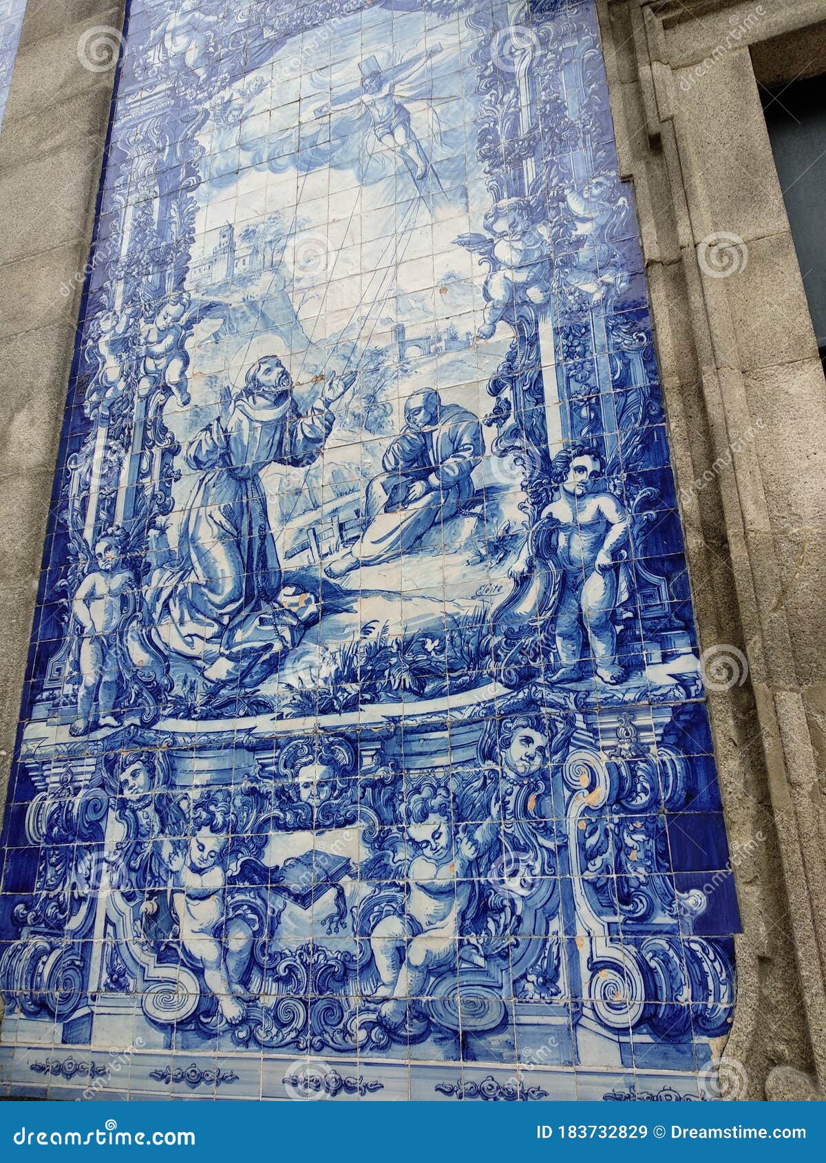 Great Blue Azulejos on the Wall, Porto Stock Image - Image of azulejos ...