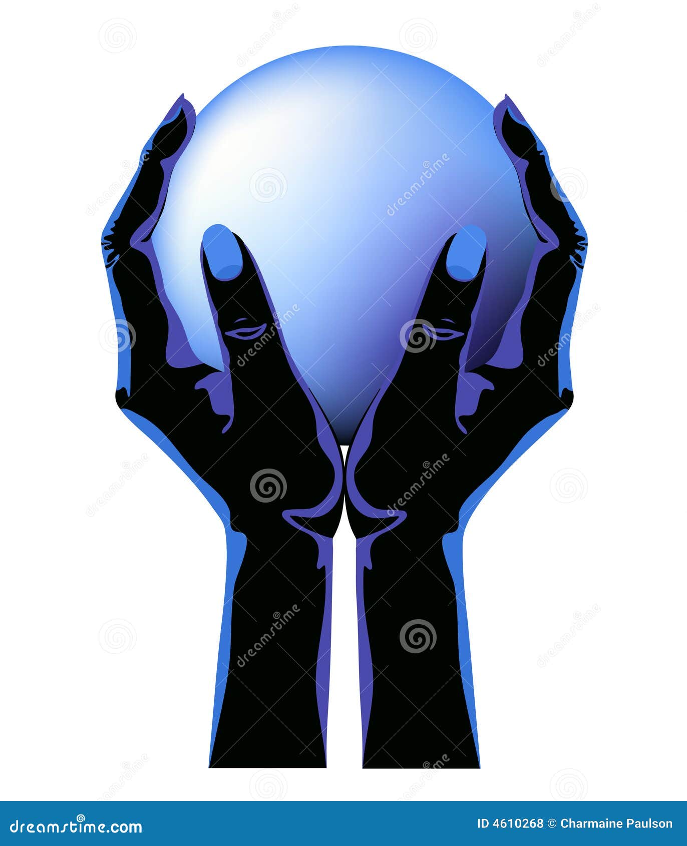 Great Blue Orb stock vector. Illustration of sphere, hands - 4610268