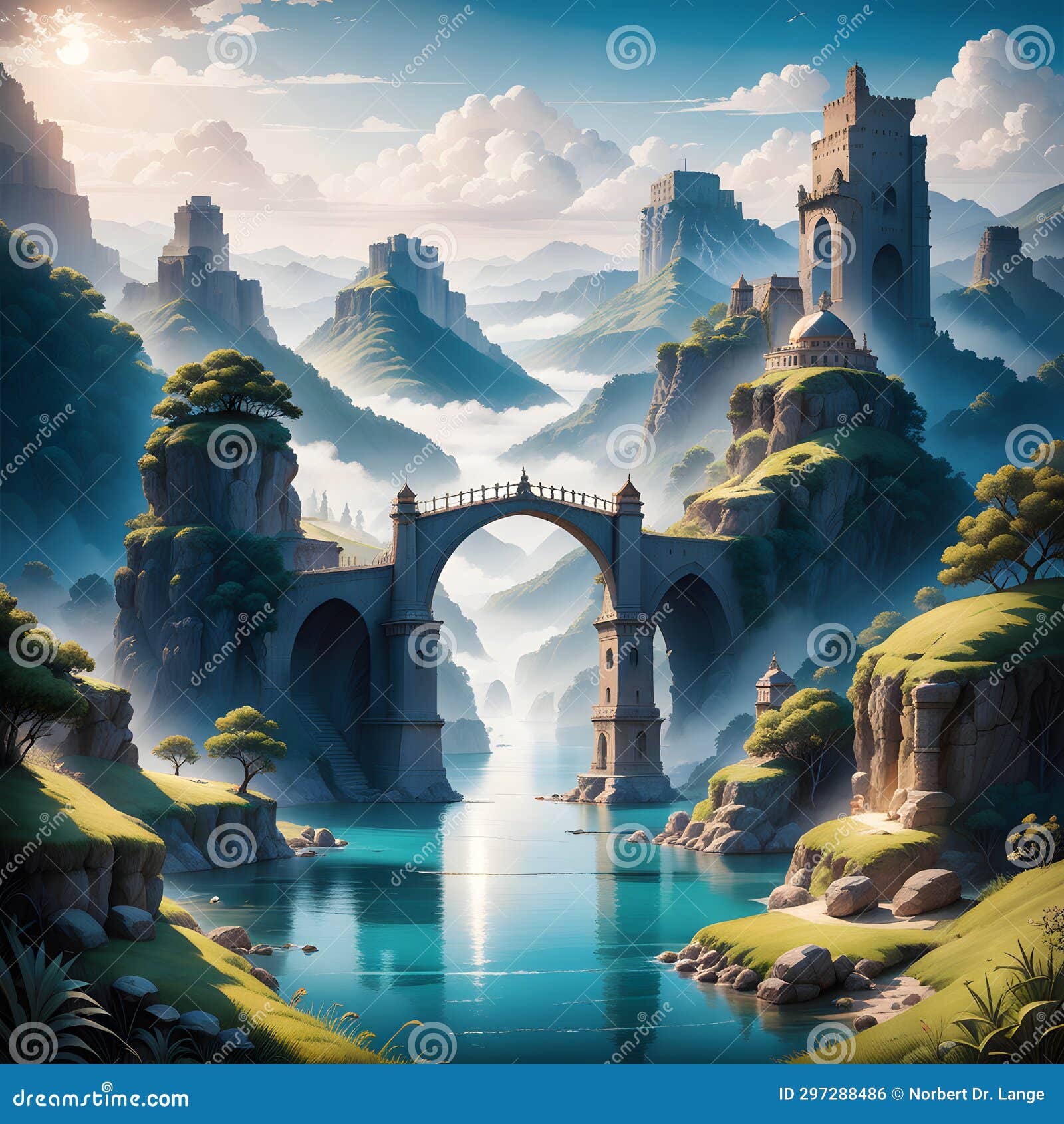 Great bridge, AI-generatet stock illustration. Illustration of high ...