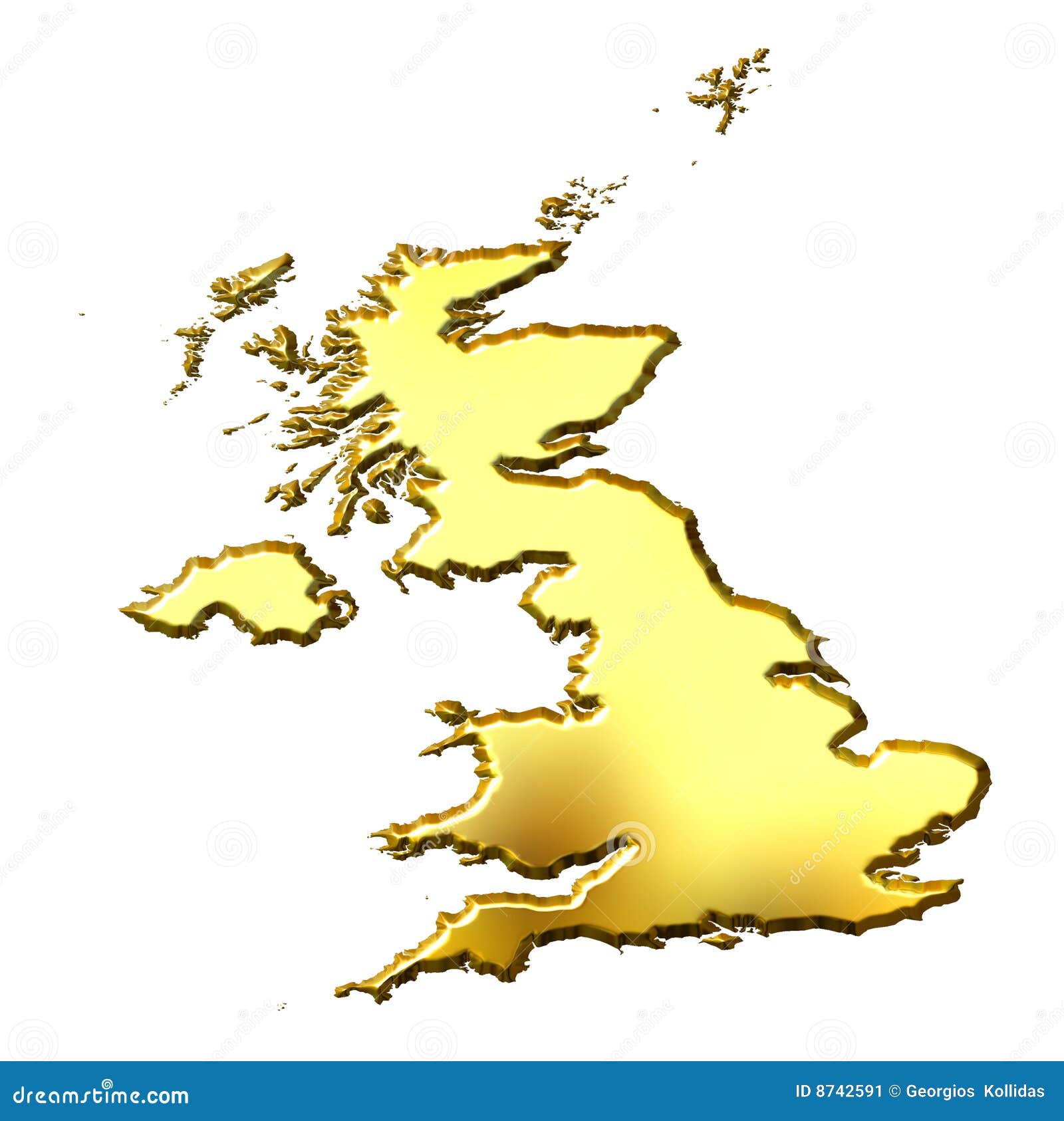 Great Britain 3d Golden Map Stock Illustration - Illustration of ...