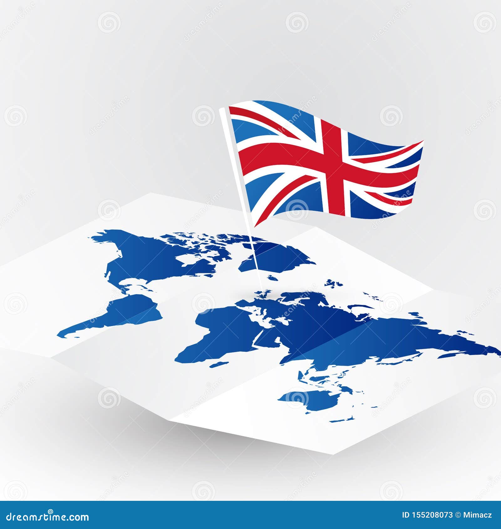 Great Britain Flag on Abstract World Map Stock Vector - Illustration of ...