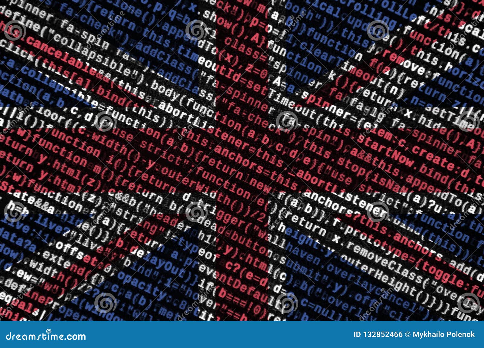 Great Britain Flag is Depicted on the Screen with the Program Code. the ...
