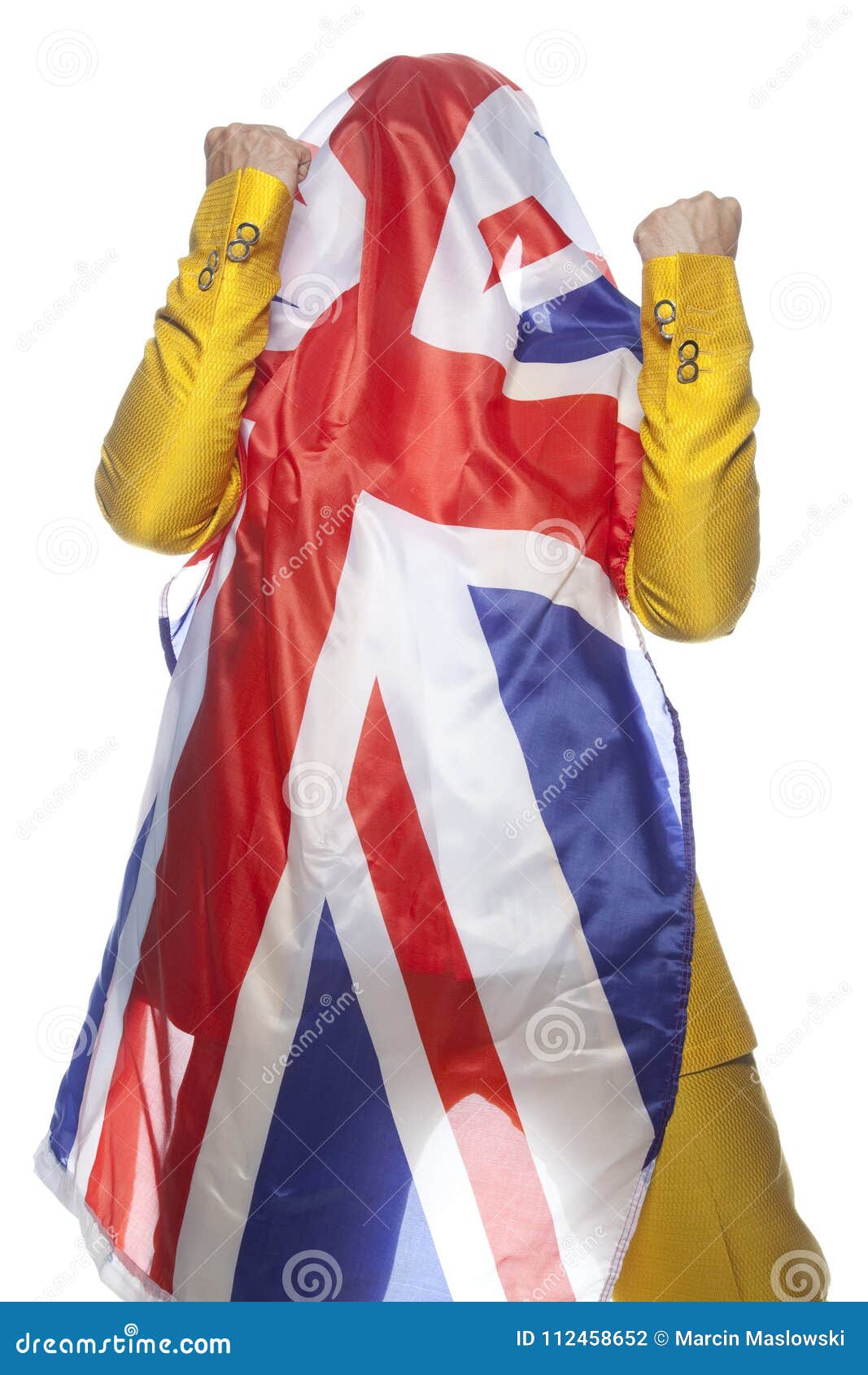 Great Britain, Flag on the Face, Man Isolated on White Background Stock ...