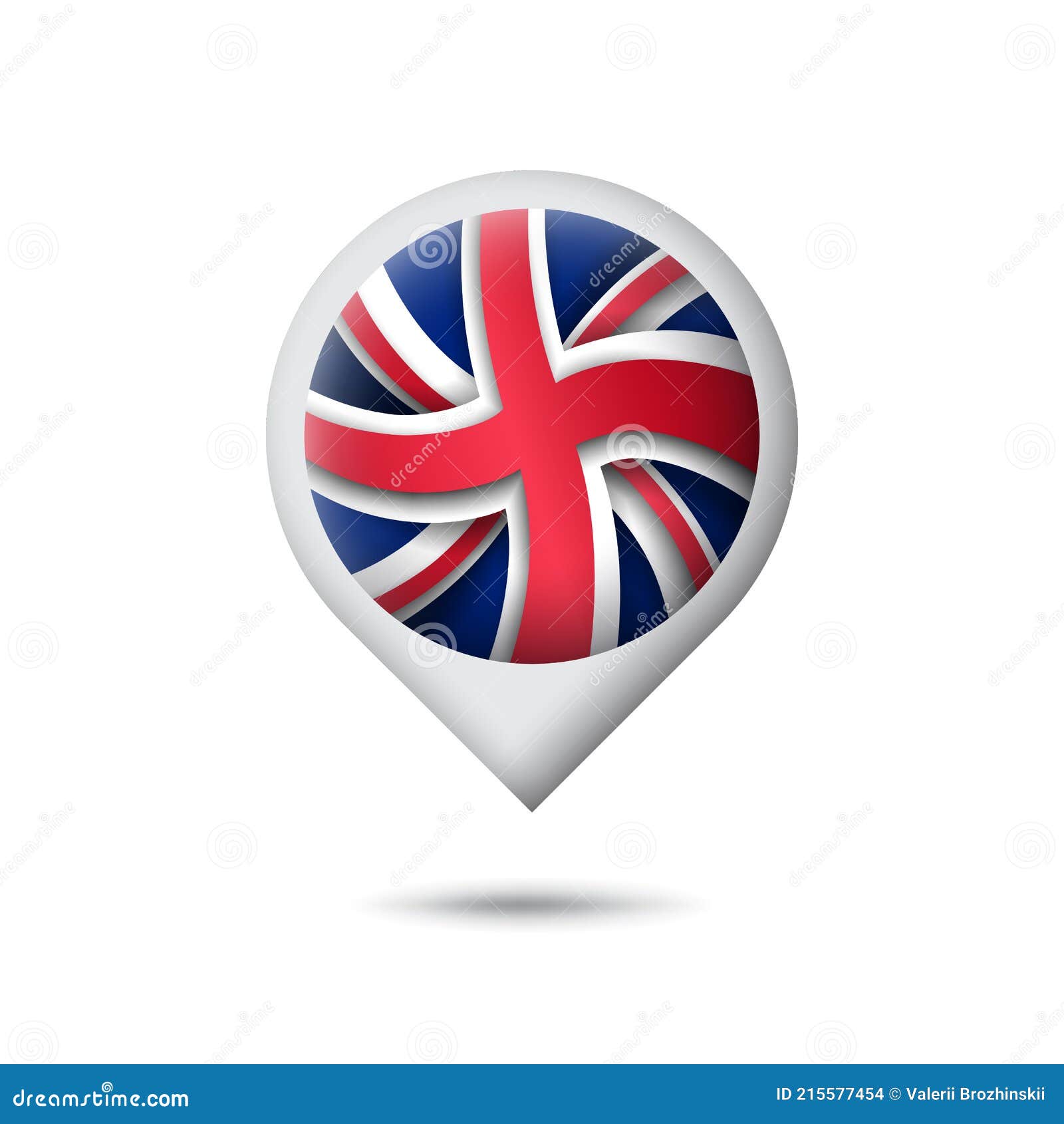 Great Britain Flag Icon in the Shape of Pointer, Map Marker. UK Pattern ...