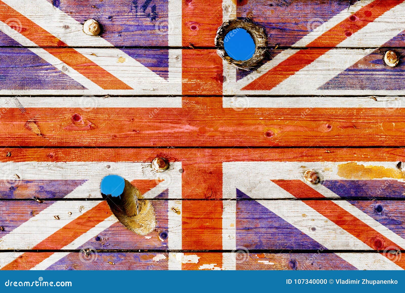 Great Britain Flag Painted on Old Weathered Boards Stock Photo - Image ...