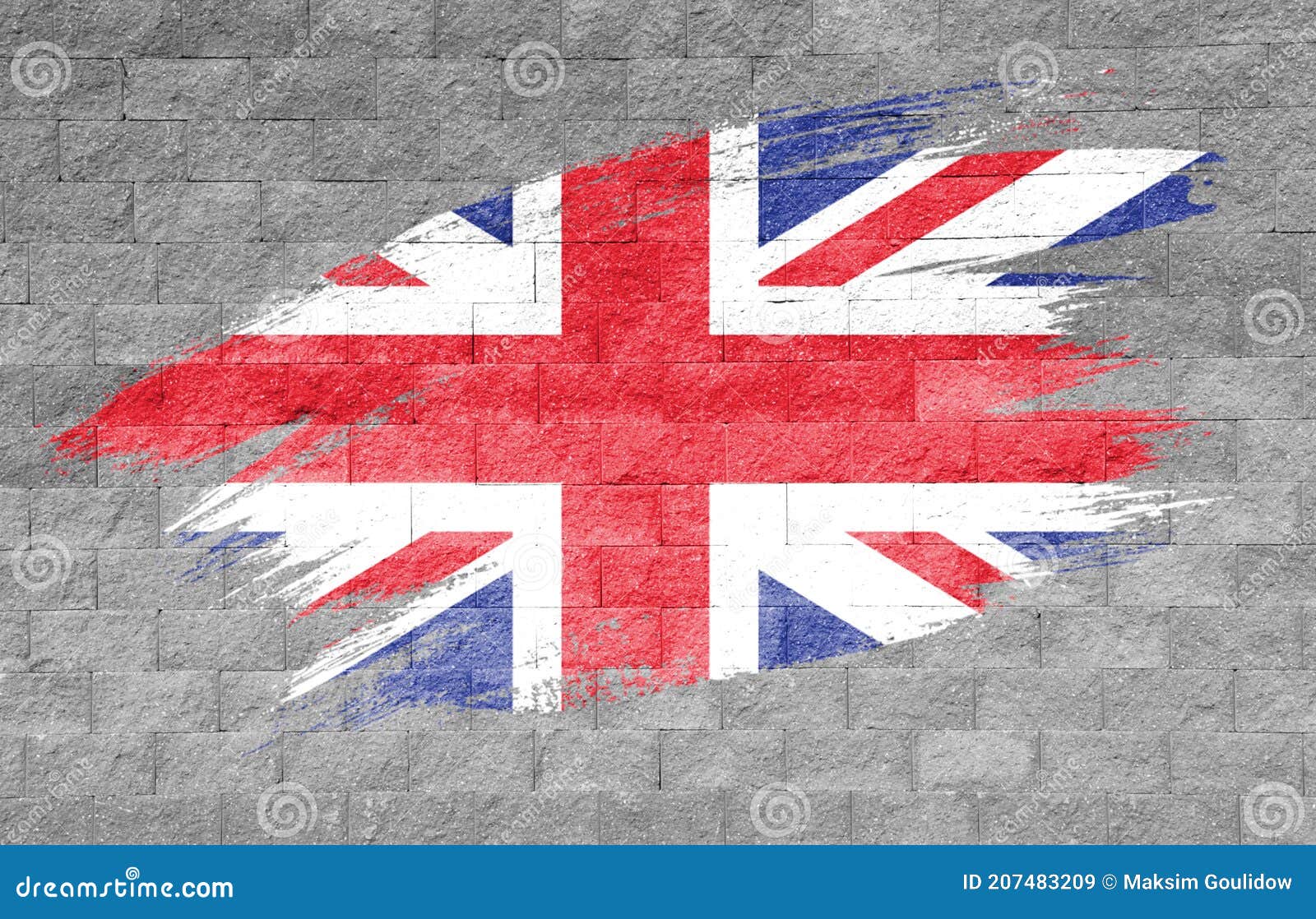 Great Britain Flag Pattern on the Brick Texture. Retro Vintage Style ...