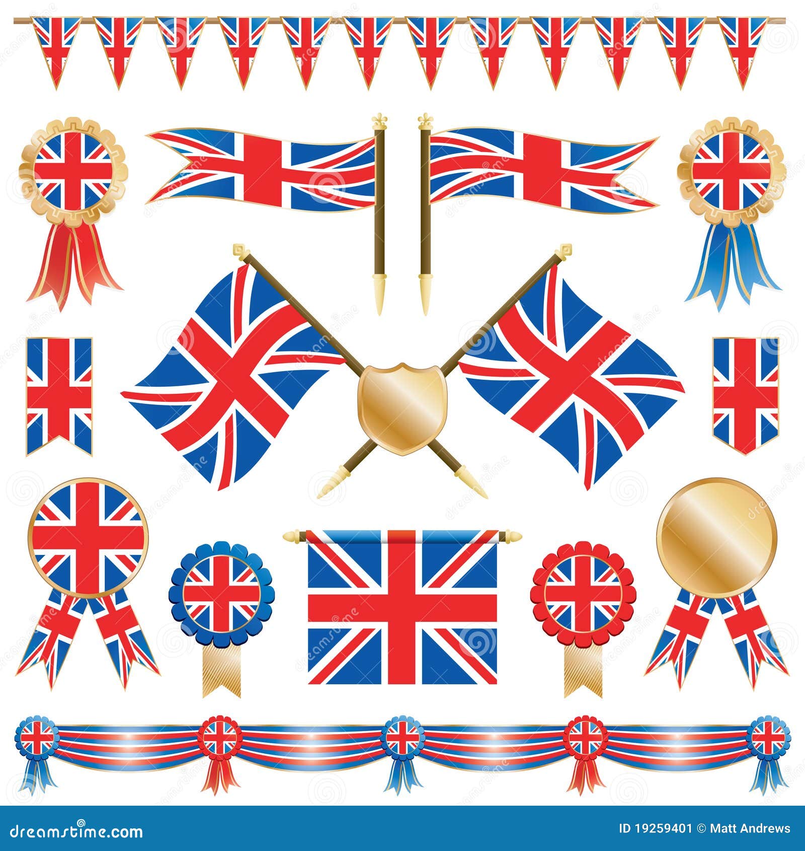 Great Britain Flags and Rosettes Stock Vector - Illustration of space ...