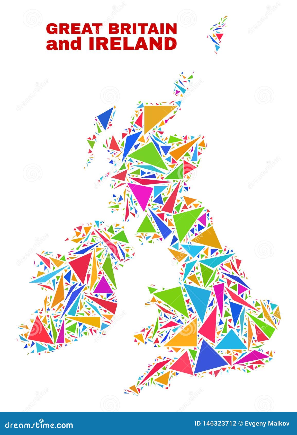 Great Britain and Ireland Map - Mosaic of Color Triangles Stock Vector ...