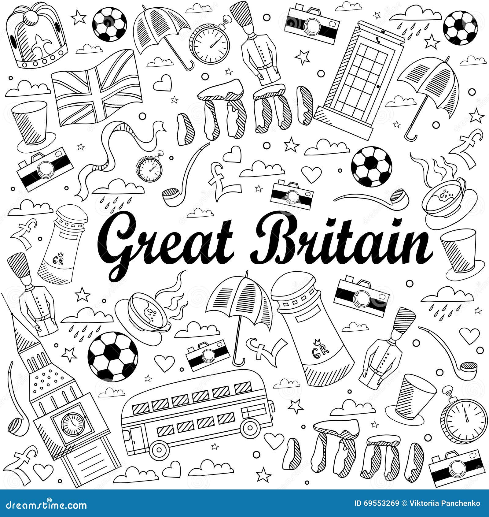Great Britain Line Art Design Vector Illustration Stock Vector ...