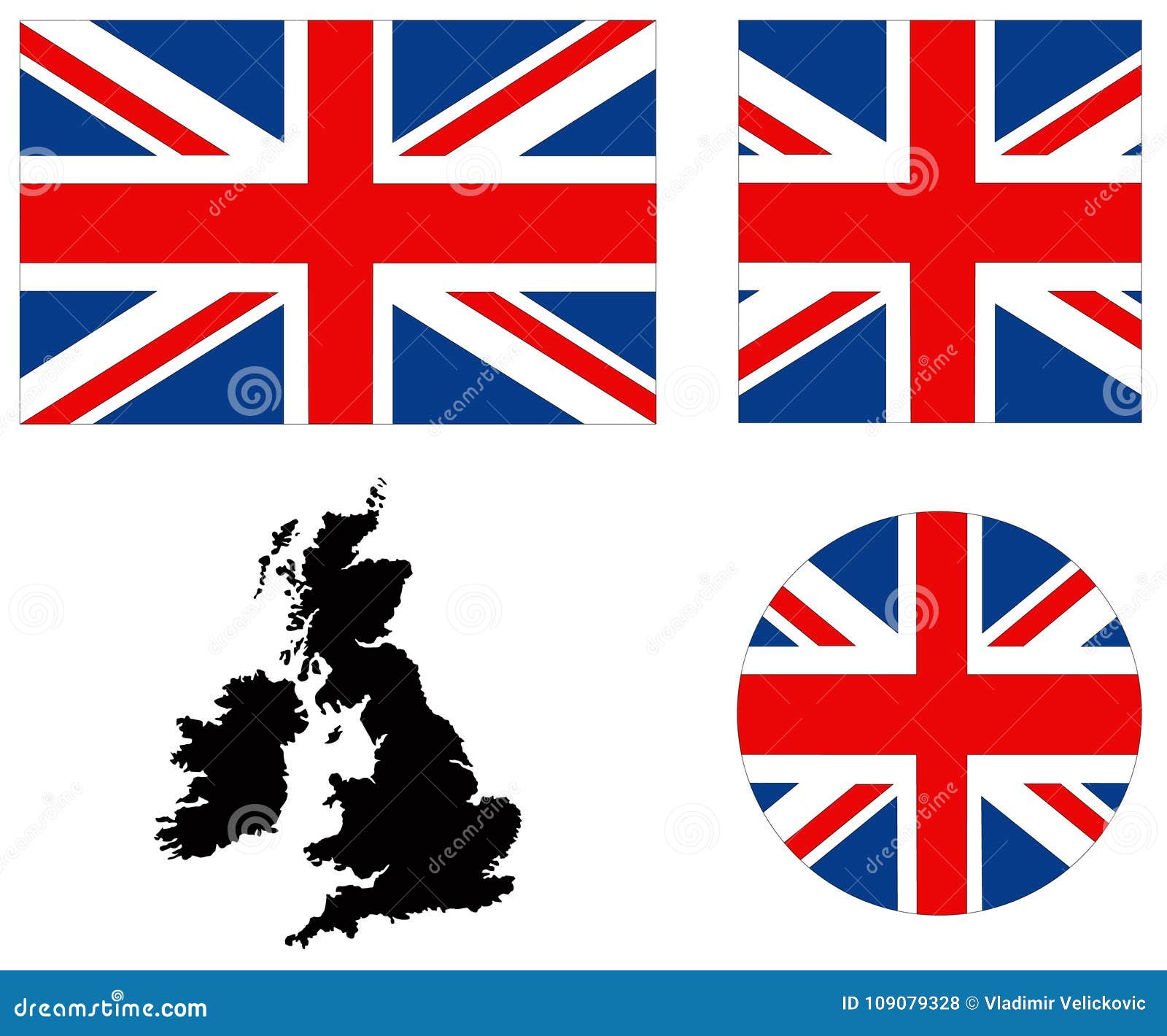 Great Britain Map and Flag - Large Island in the North Atlantic Ocean ...