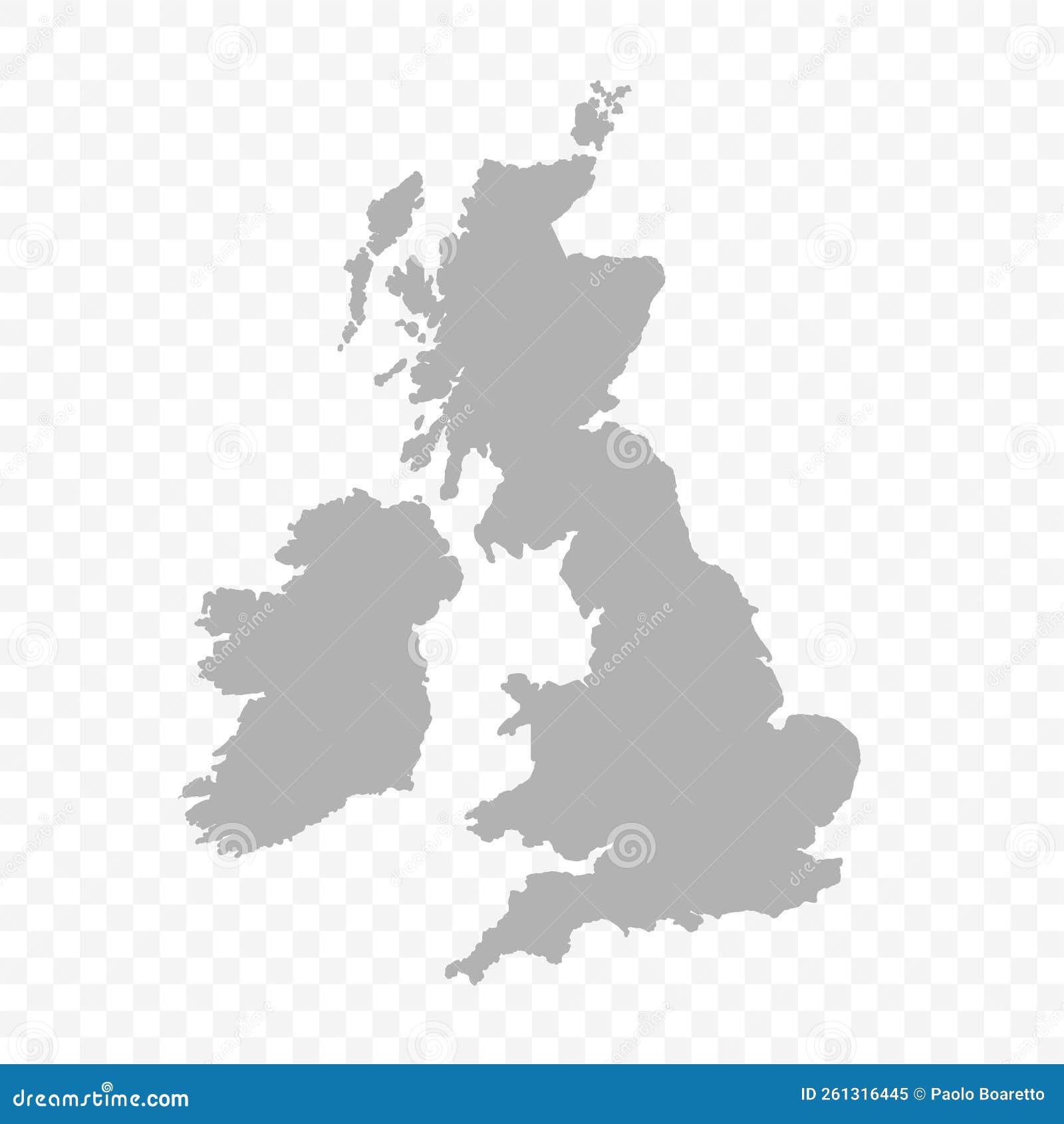 The Great Britain Map in Gray on a Transparent Background Stock ...