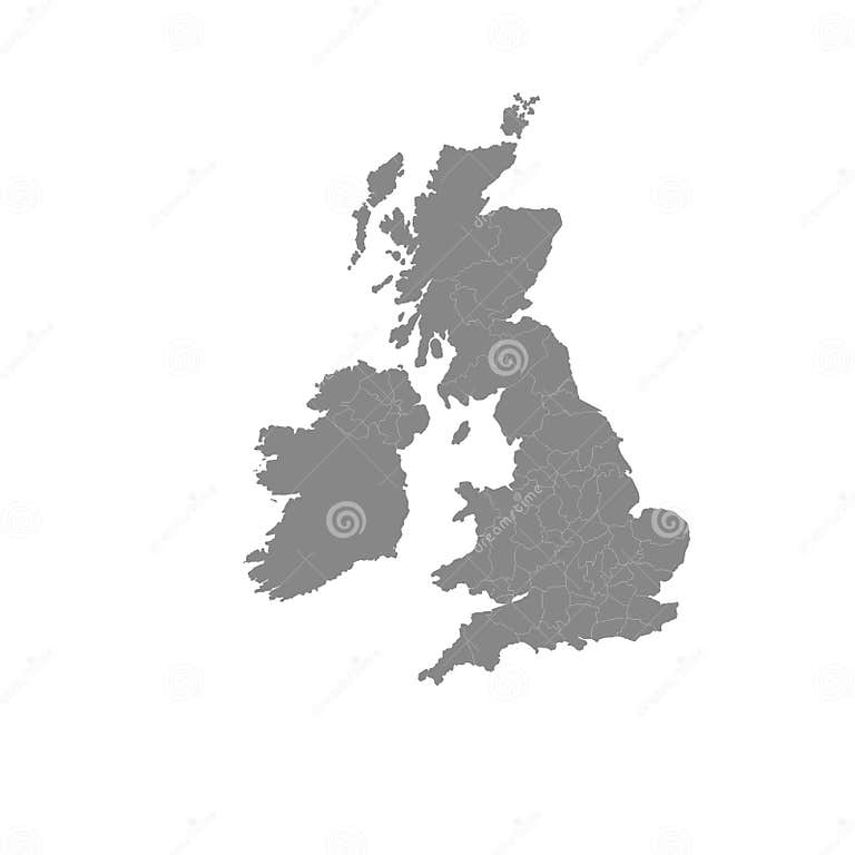 The Great Britain Map in Gray on a White Background Stock Vector ...