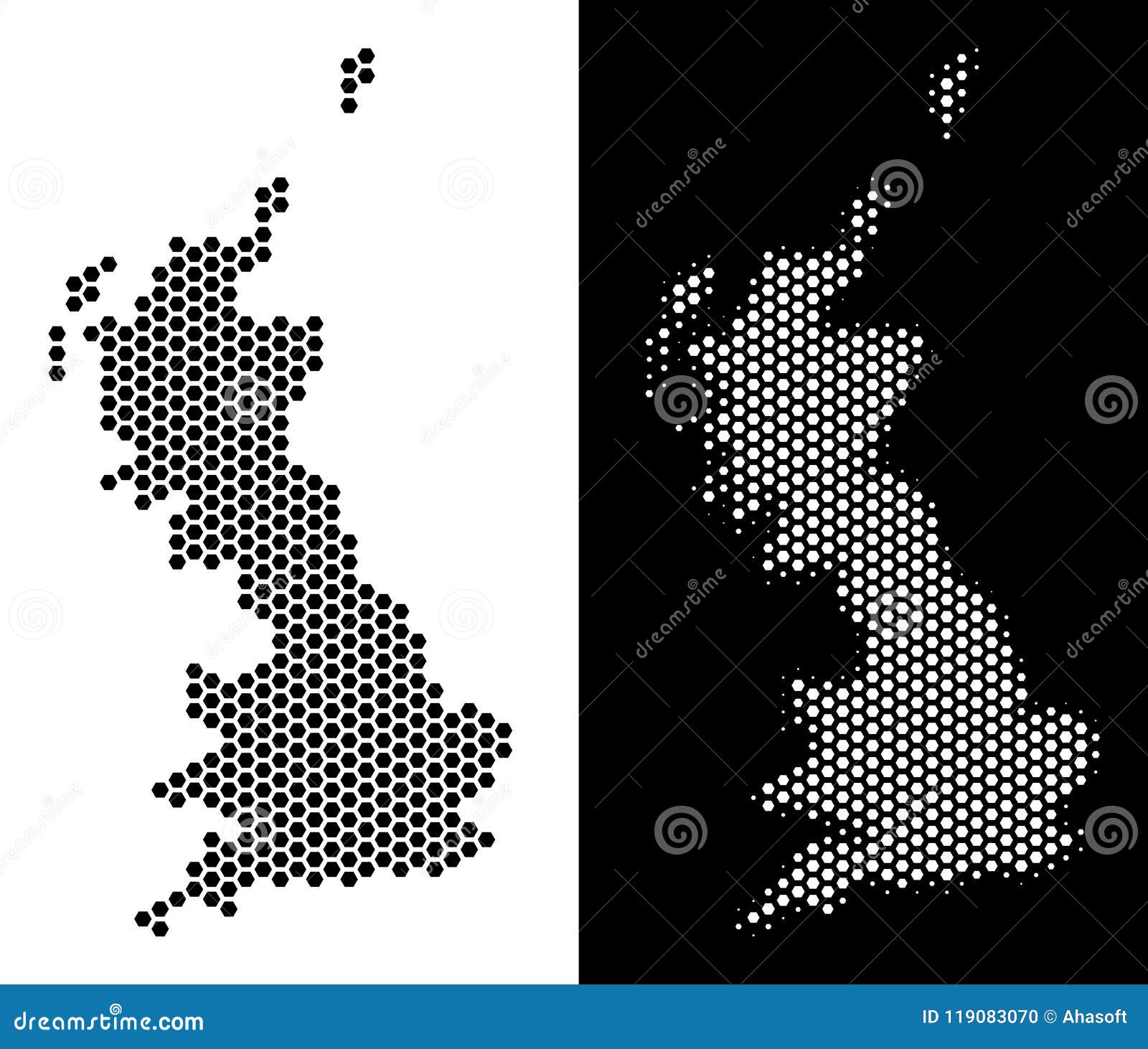 Great Britain Map Hex Tile Mosaic Stock Vector - Illustration of island ...
