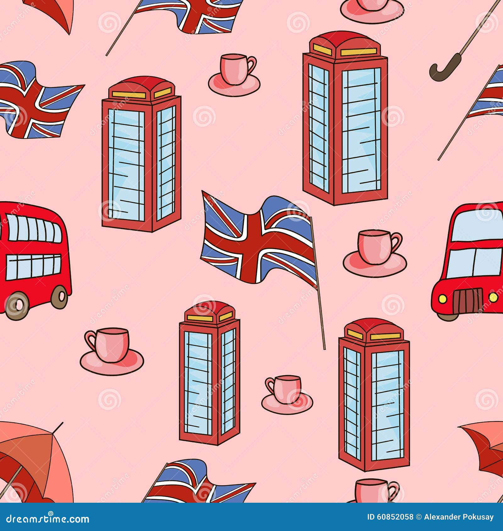 Great Britain Symbols Seamless Pattern Stock Vector - Illustration of ...