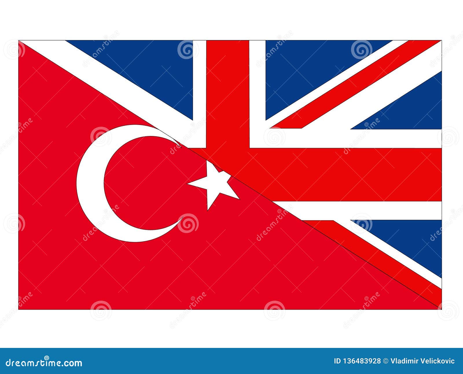 Great Britain and Turkey Flags Stock Vector - Illustration of twin ...