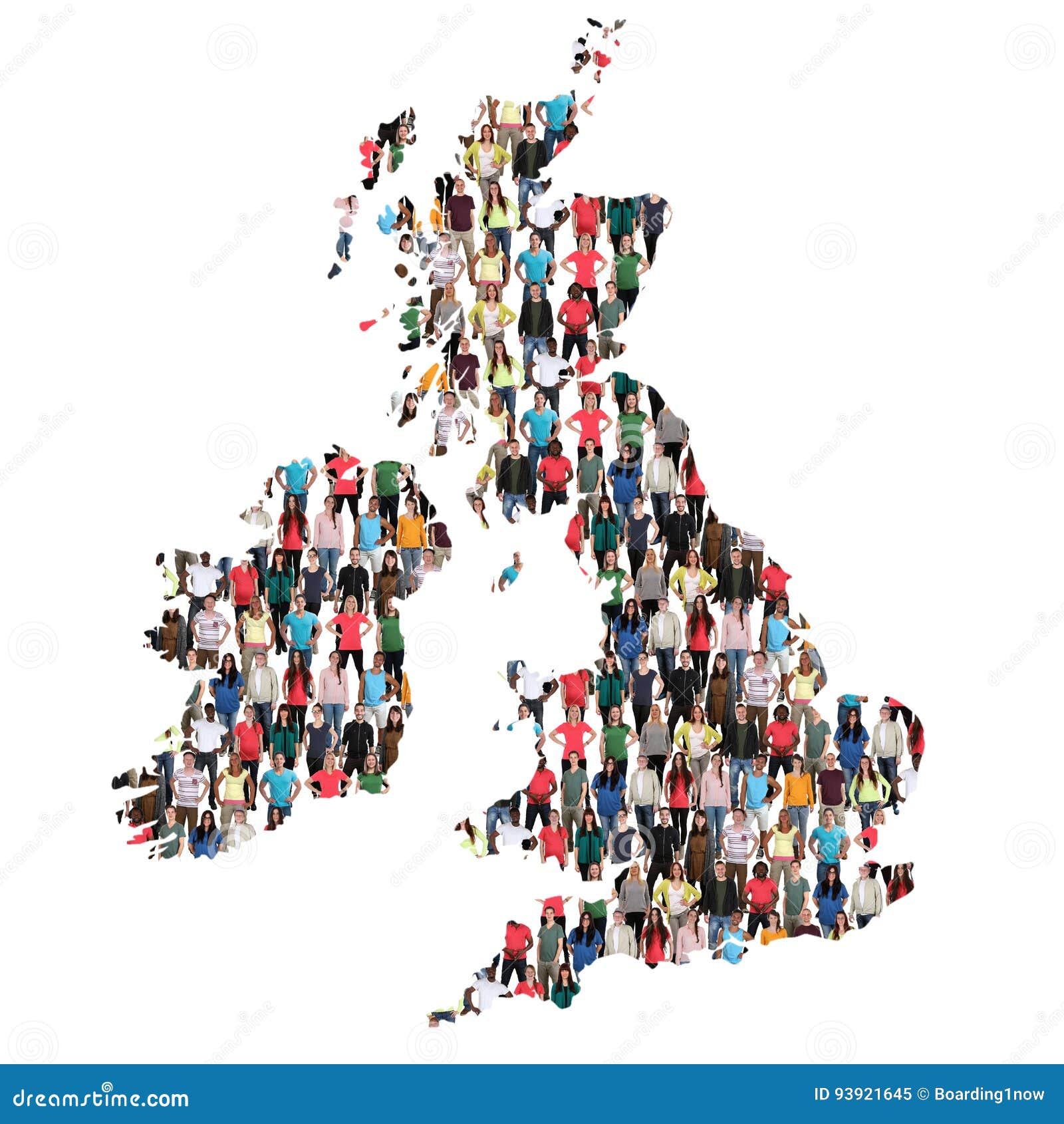 Great Britain UK Ireland Map Multicultural Group of People Integration ...