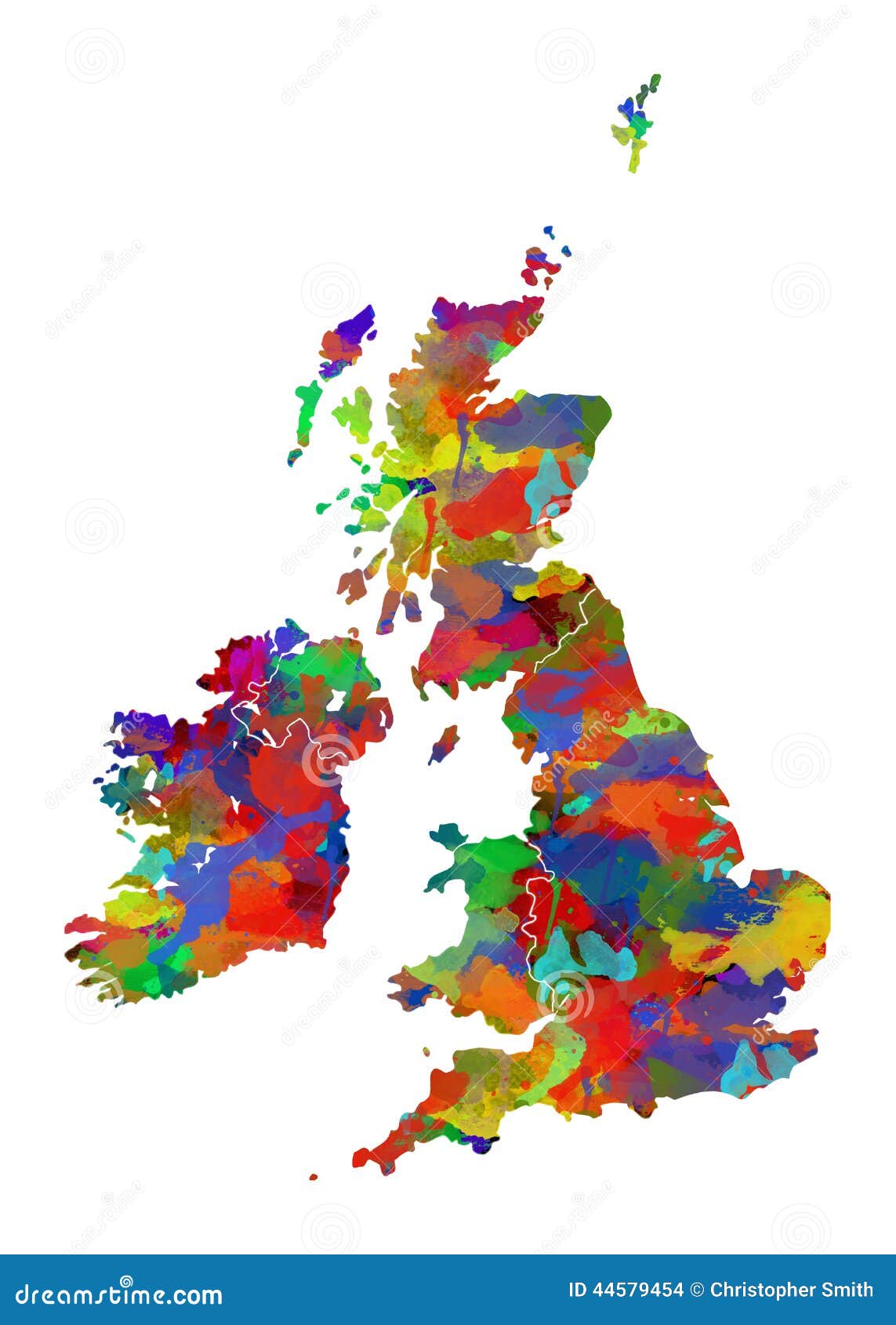 Great Britain Watercolor Map Stock Photo - Image of home, chris: 44579454