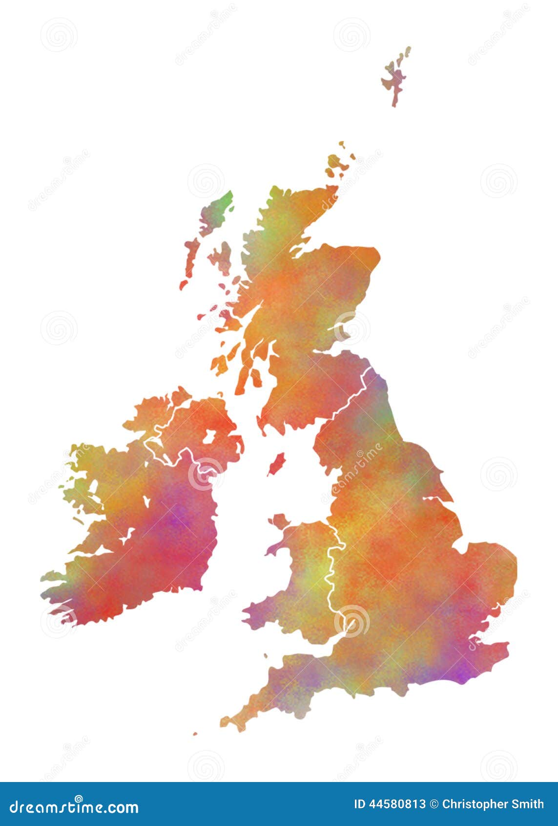 Great Britain Watercolor Map Stock Image - Image of poster, office ...