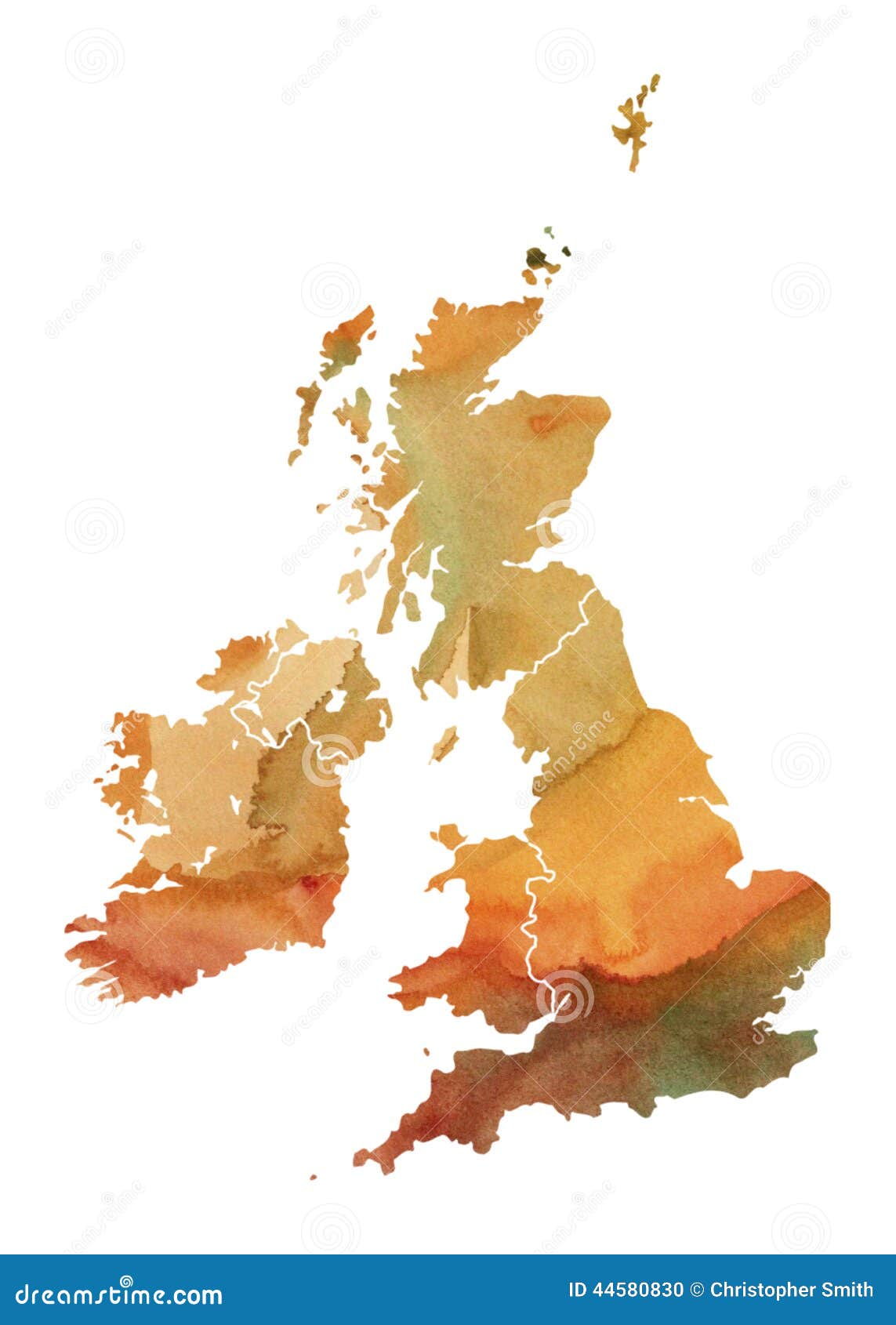 Great Britain Watercolor Map Stock Photo - Image of canvas, colorful ...