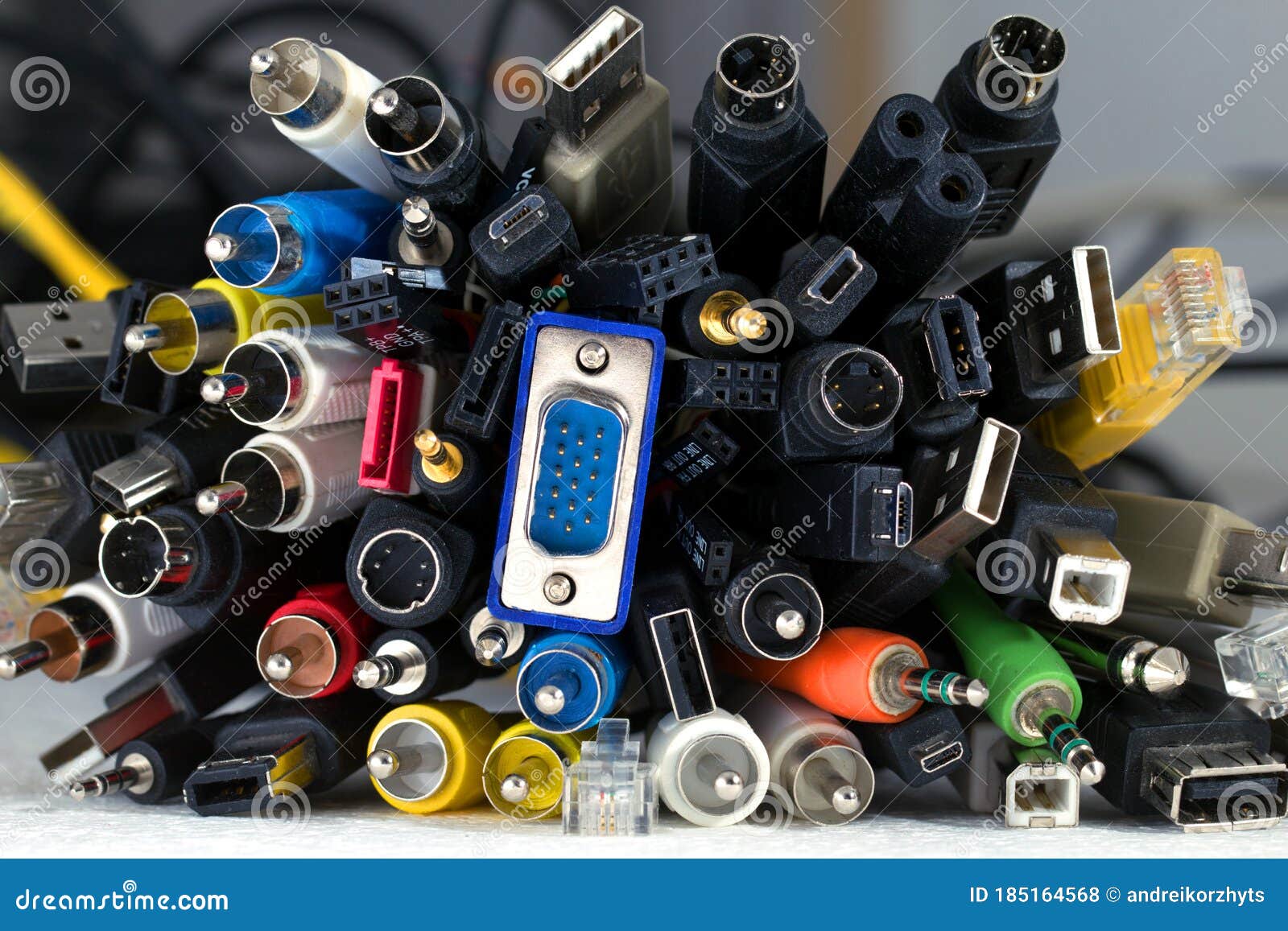 Great Bundle of Various Colored Cables with Various Connectors Stock ...