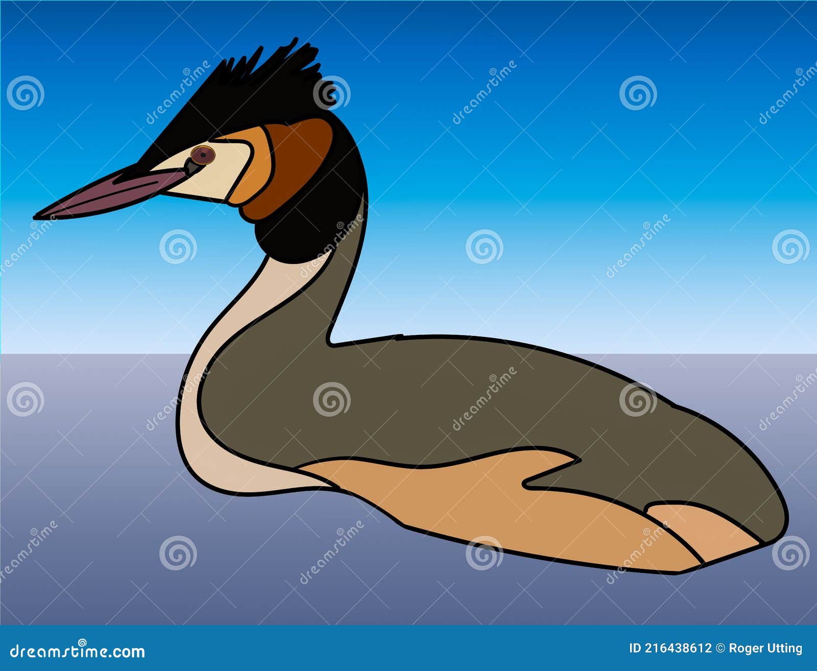 Great crested Grebe stock illustration. Illustration of decoration ...