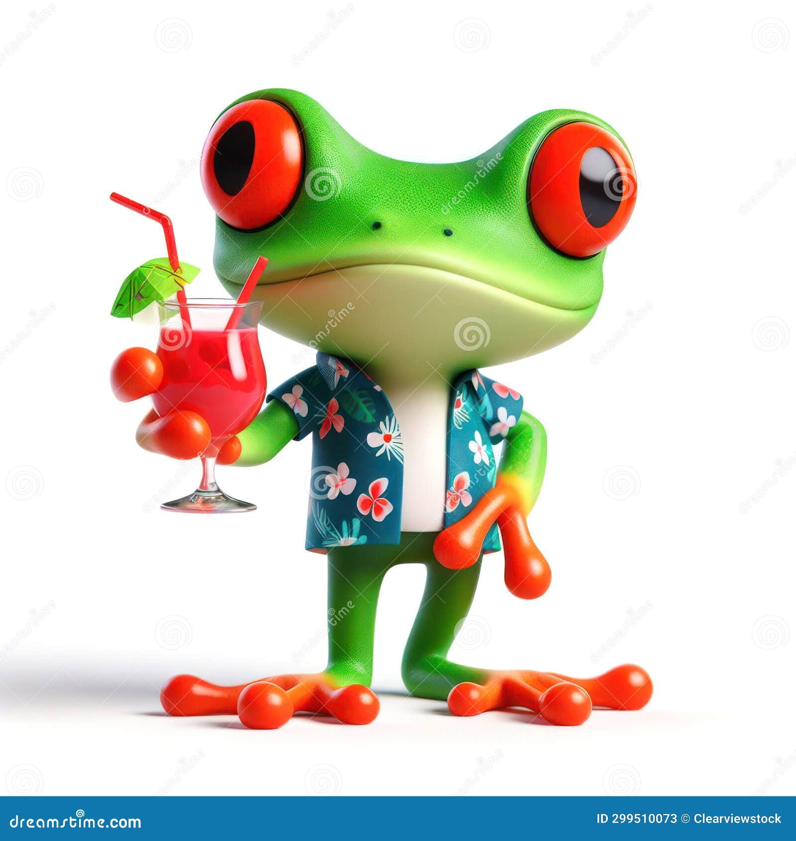 Great 3d Illustration of a Funny Red Eyed Tree Frog Stock Illustration ...