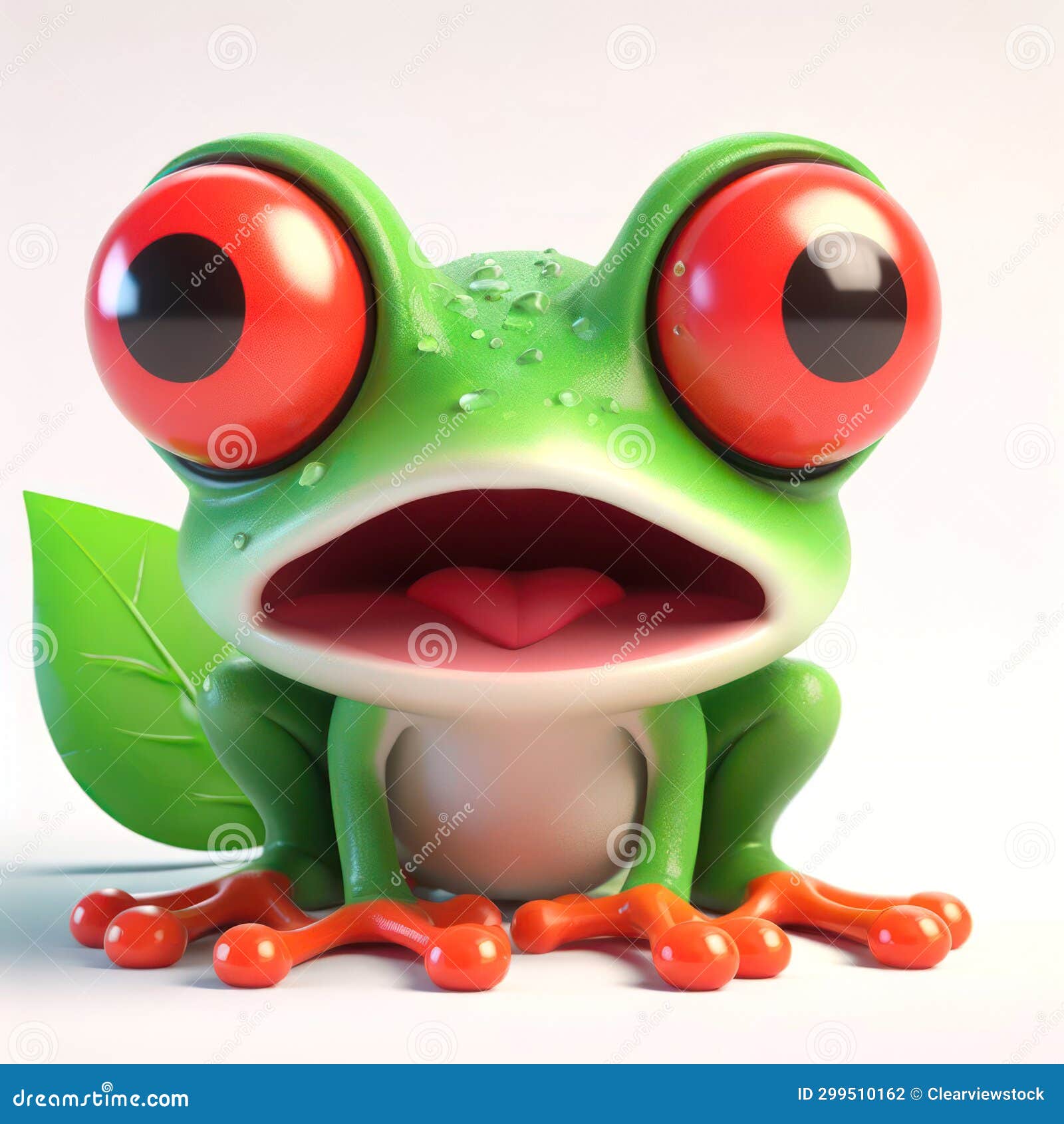 Great 3d Illustration of a Shocked and Surprised Funny Red Eyed Tree ...