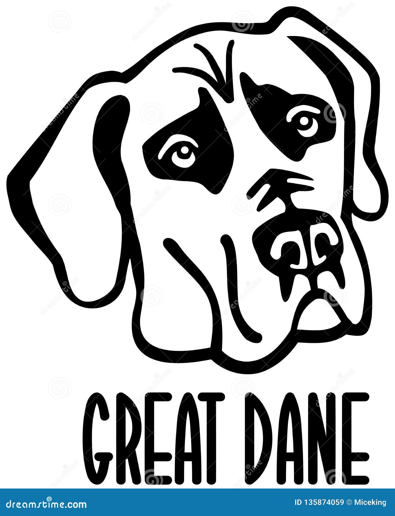 Great Dane head stock vector. Illustration of pictogram - 135874059