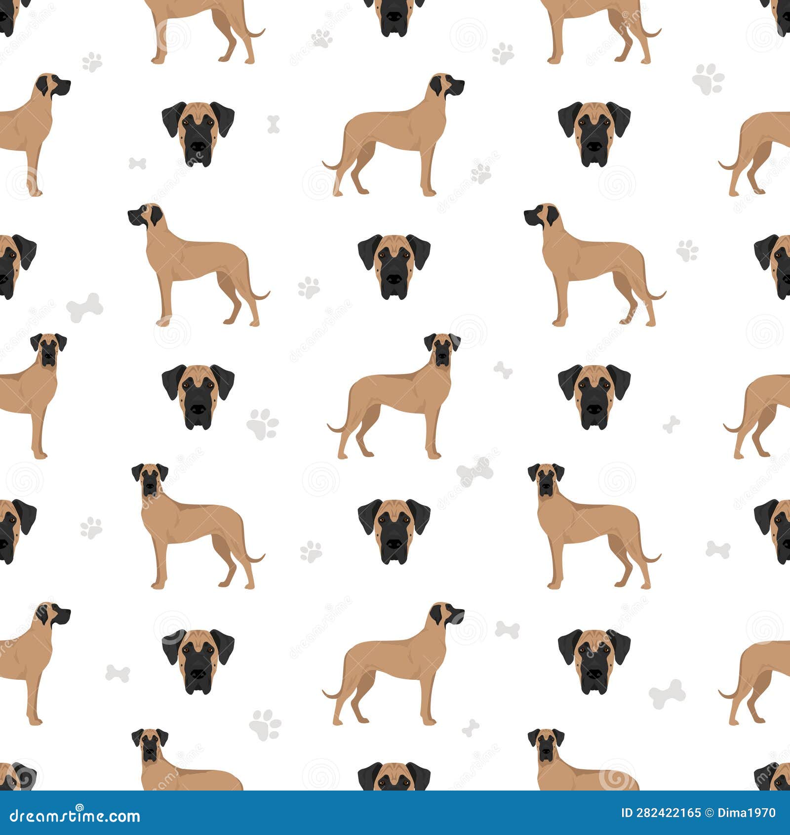 Great Dane Seamless Pattern. Different Variaties of Coat Color Dog Set ...