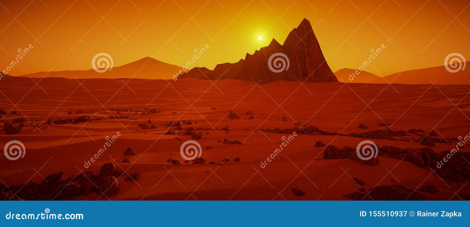 A Great Day on Mars 3d Rendering Stock Illustration - Illustration of ...