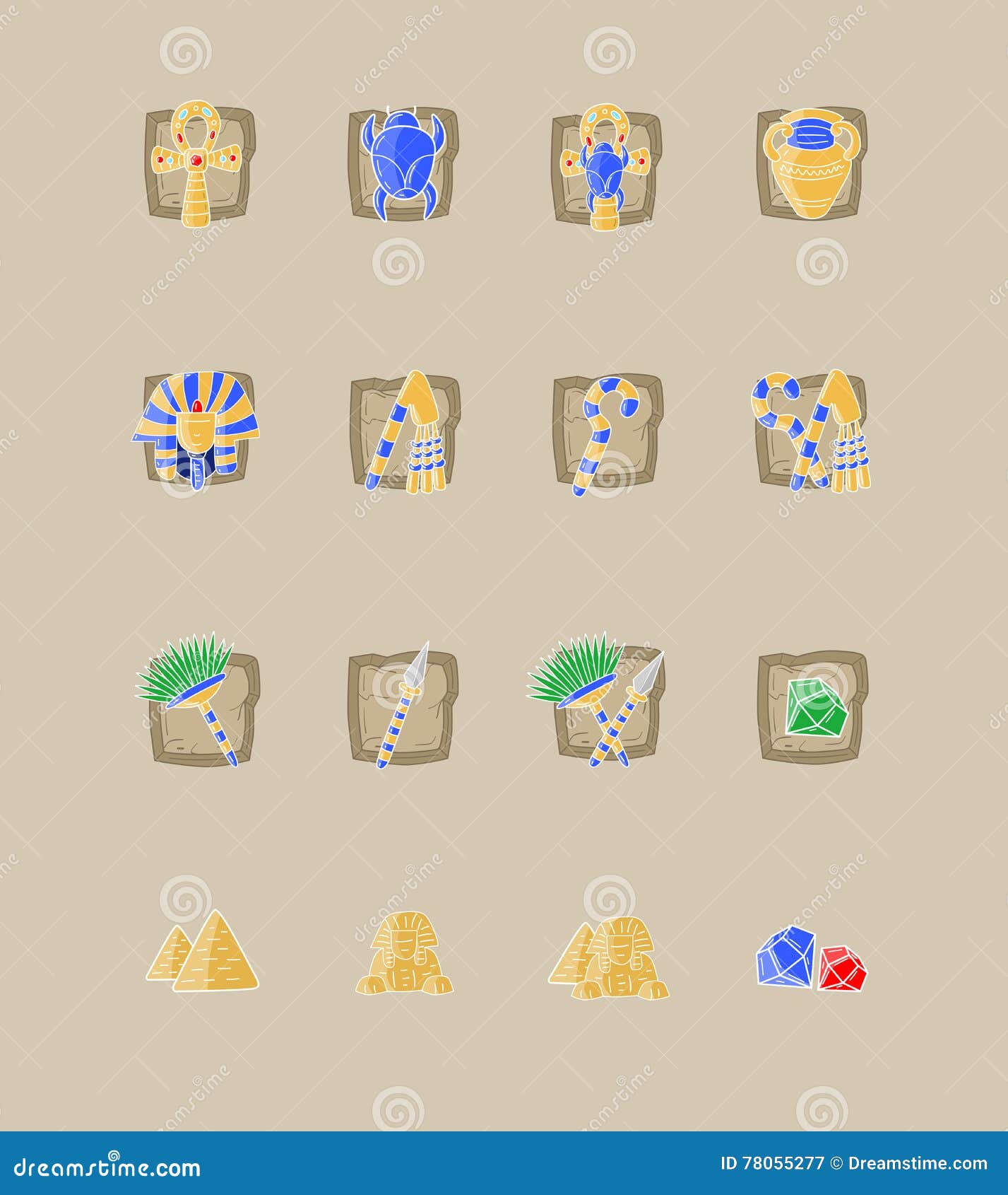 Great Designed Cartoon Egypt Icons Stock Vector - Illustration of ...