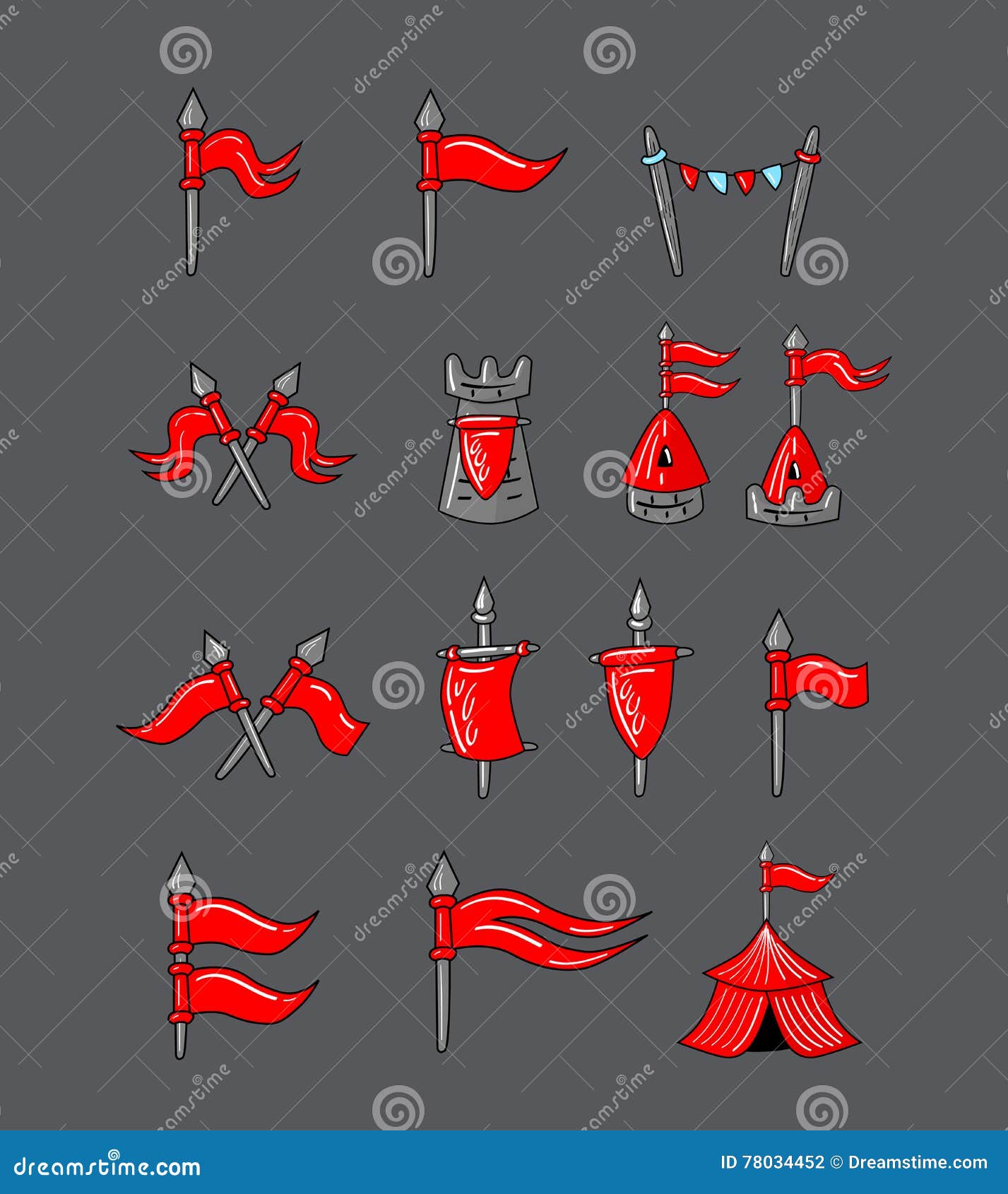 Great Designed Cartoon Flags Stock Vector - Illustration of curl ...