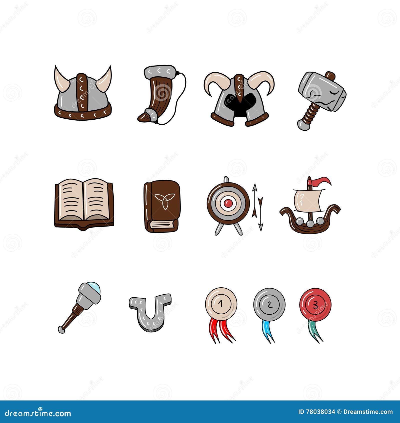 Great Designed Cartoon Viking Icons Stock Vector - Illustration of ...