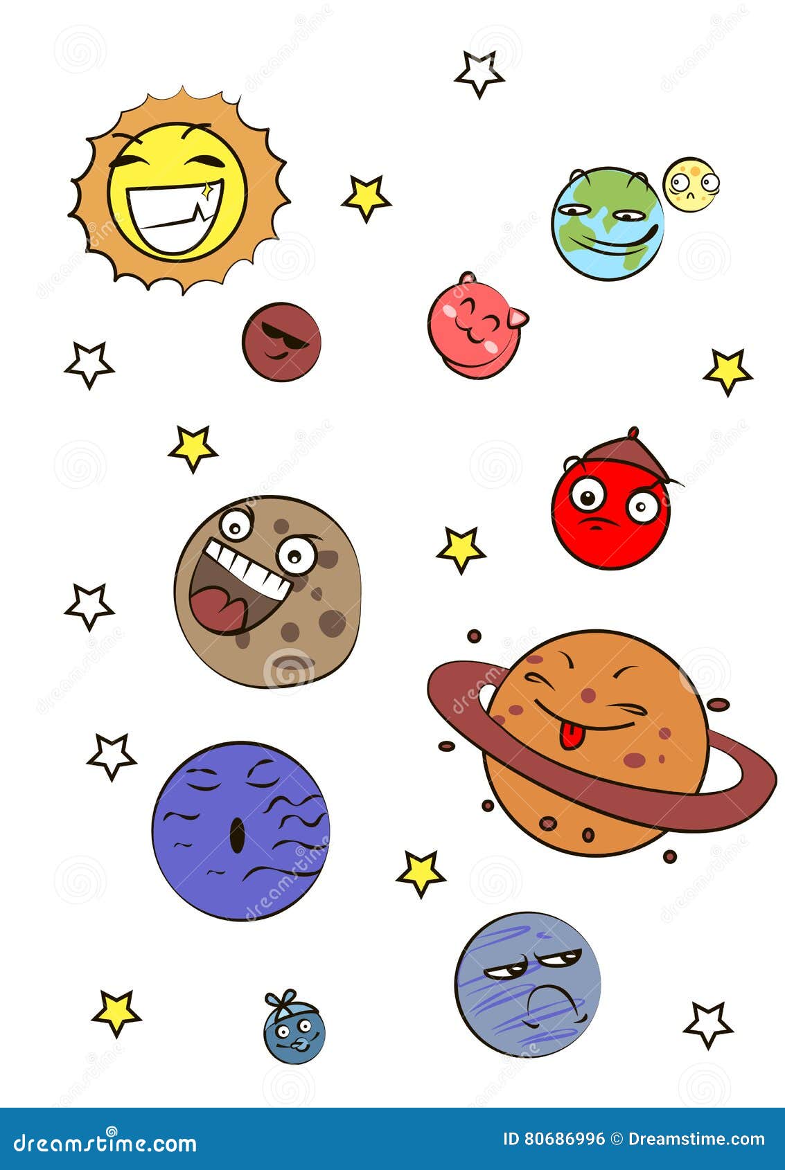 Great Designed Set of Cartoon Planets Stock Vector - Illustration of ...